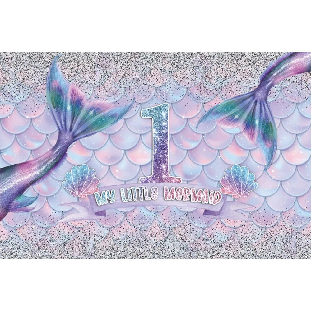 Mermaid Backdrop for Girls Seabed Scales Shell Tail ss Baby Shower ...