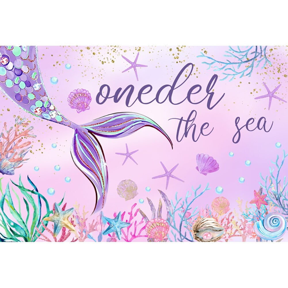 Mermaid Backdrop for Girls Seabed Scales Shell Tail ss Baby Shower ...