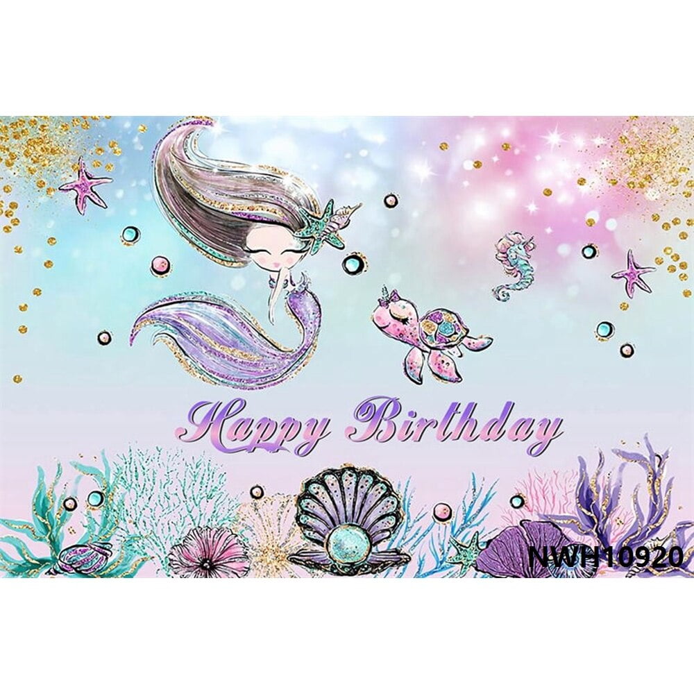 Mermaid Backdrop for Girls Seabed Scales Shell Tail ss Baby Shower ...