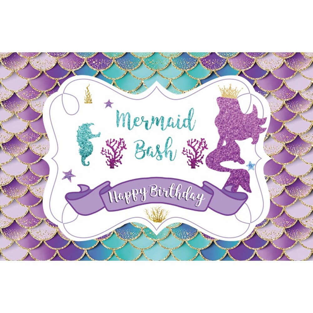 Mermaid Backdrop for Girls Seabed Scales Shell Tail ss Baby Shower ...