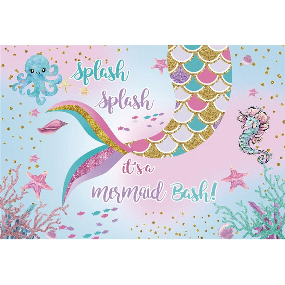 Mermaid Backdrop for Girls Seabed Scales Shell Tail ss Baby Shower ...