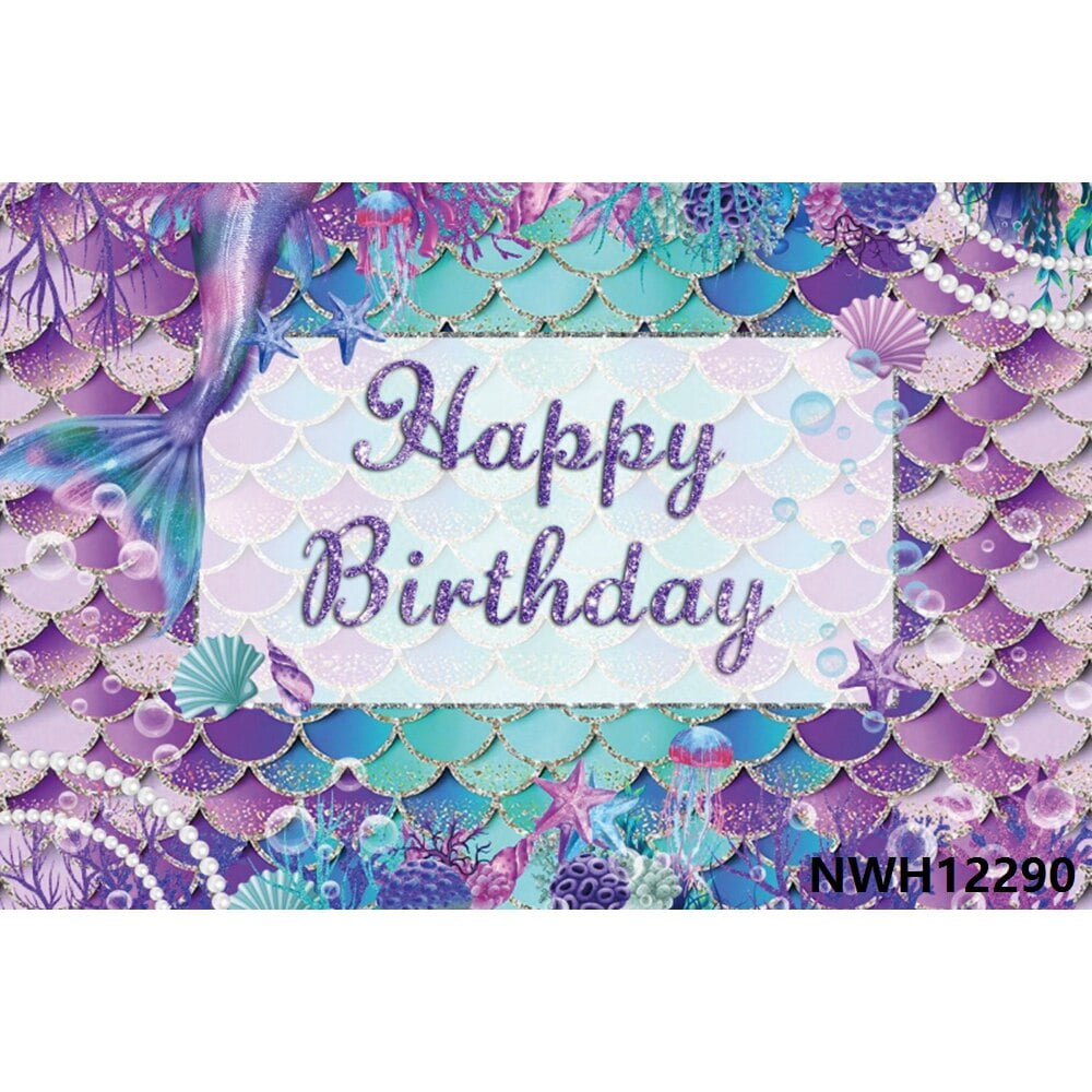 Mermaid Backdrop for Girls Seabed Scales Shell Tail ss Baby Shower ...