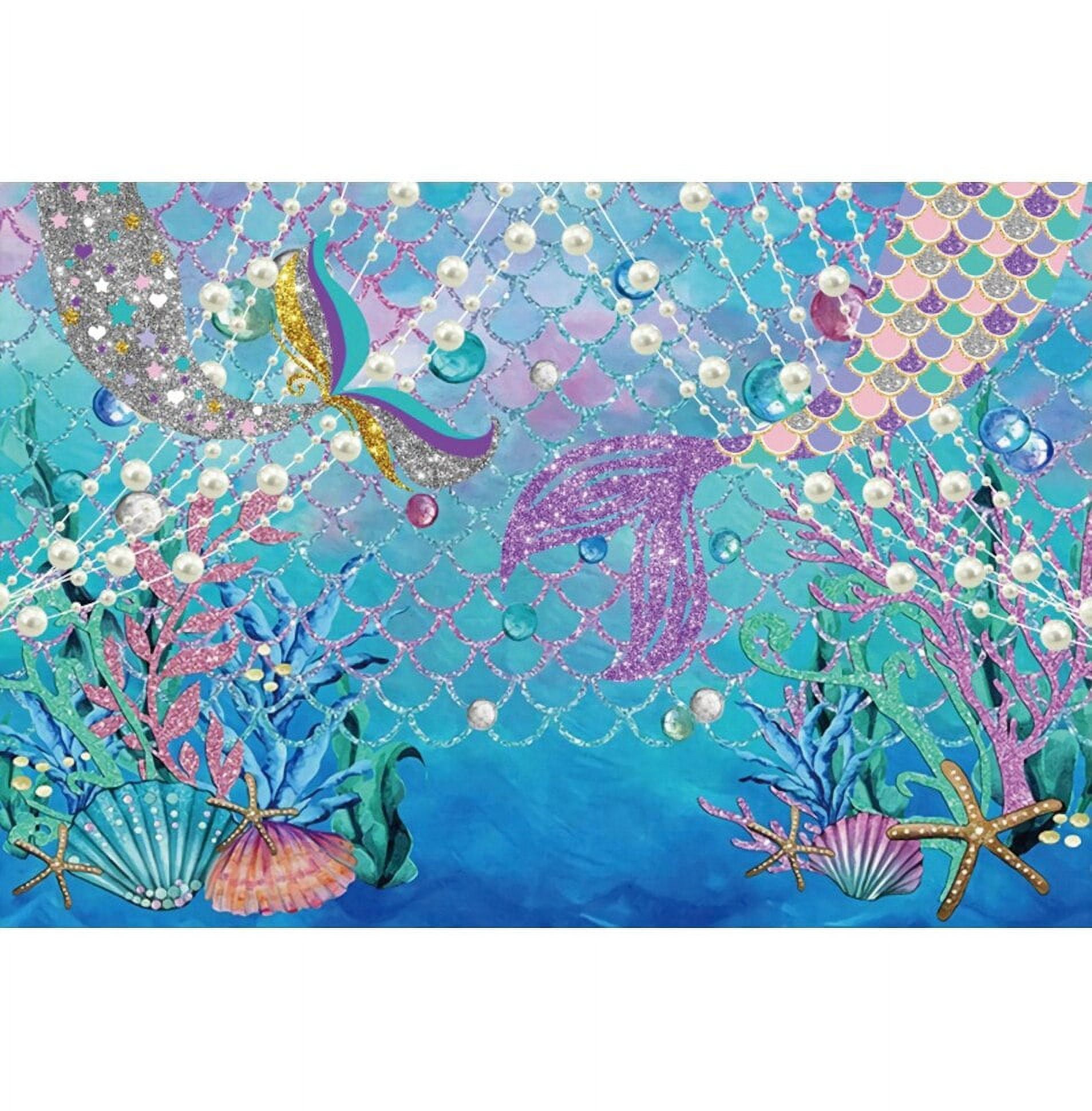 Mermaid Backdrop for Girls Seabed Scales Shell Tail ss Baby Shower ...