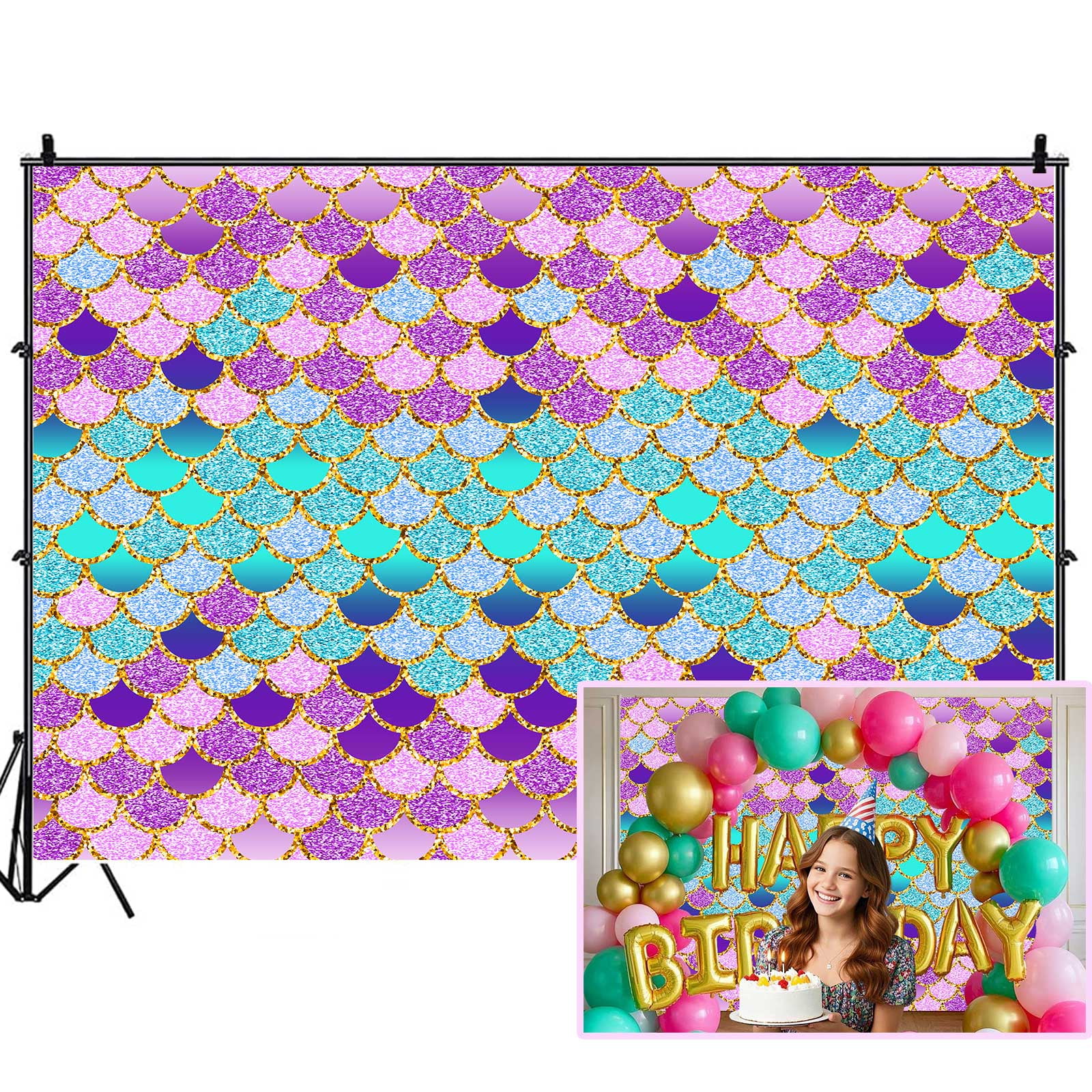 Mermaid Backdrops for Girls Birthday Photoshoot, Mermaid Birthday Baby ...