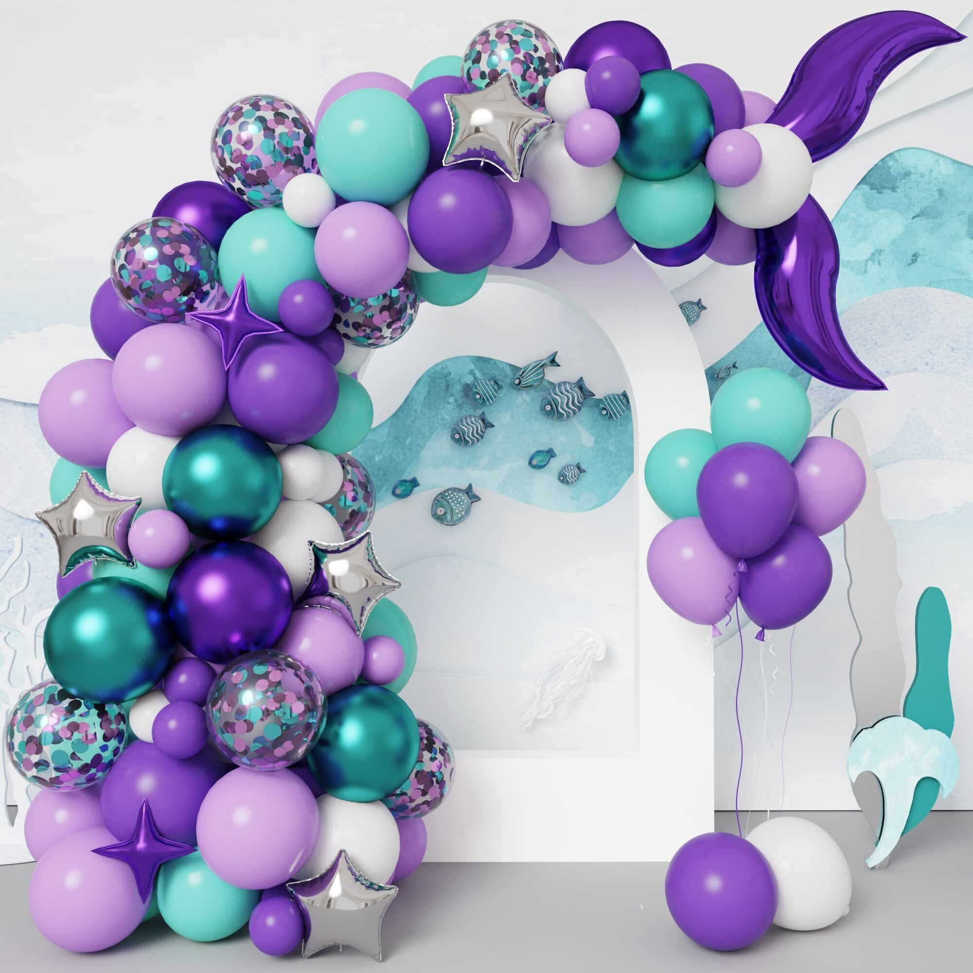 Mermaid Balloon Garland Kit, Mermaid Tail Arch Party Supplies with ...