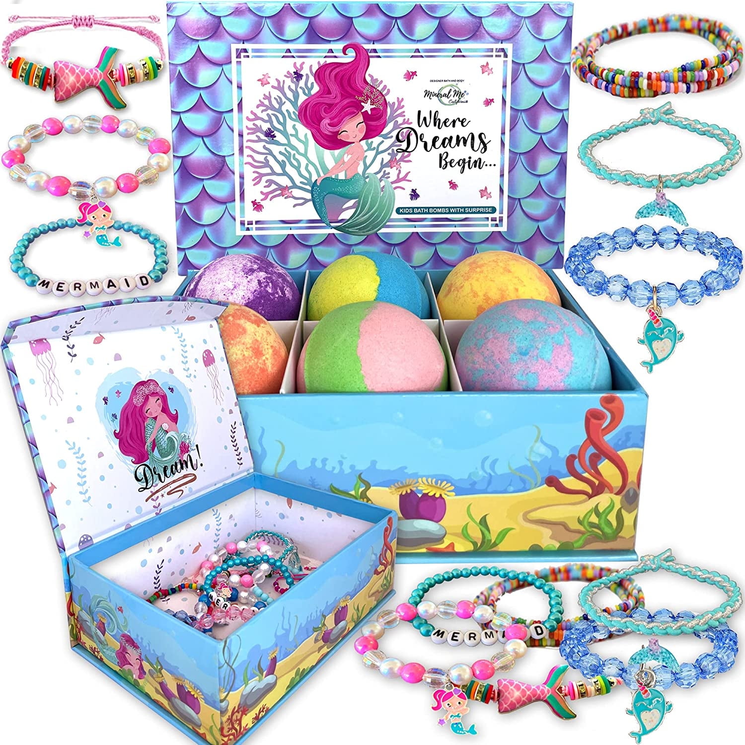 Mermaid Bath Bombs for Girls with Jewelry Inside by Mineral Me ...