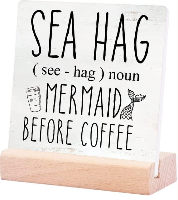 Mermaid Before Coffee Table Sign Plaque Home Decor Mermaid Tabletop ...