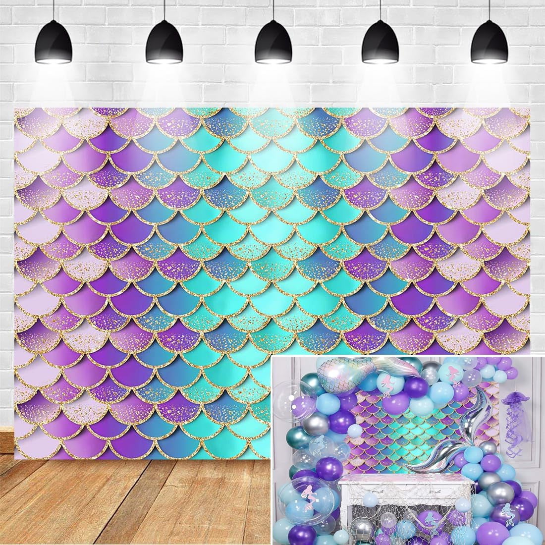 Mermaid Birthday Backdrop Glitter Mermaid Scales Backdrops Kids Party ...