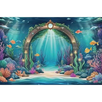 Mermaid Birthday Backdrop for Photography Baby Seabed Underwater Photoz ...