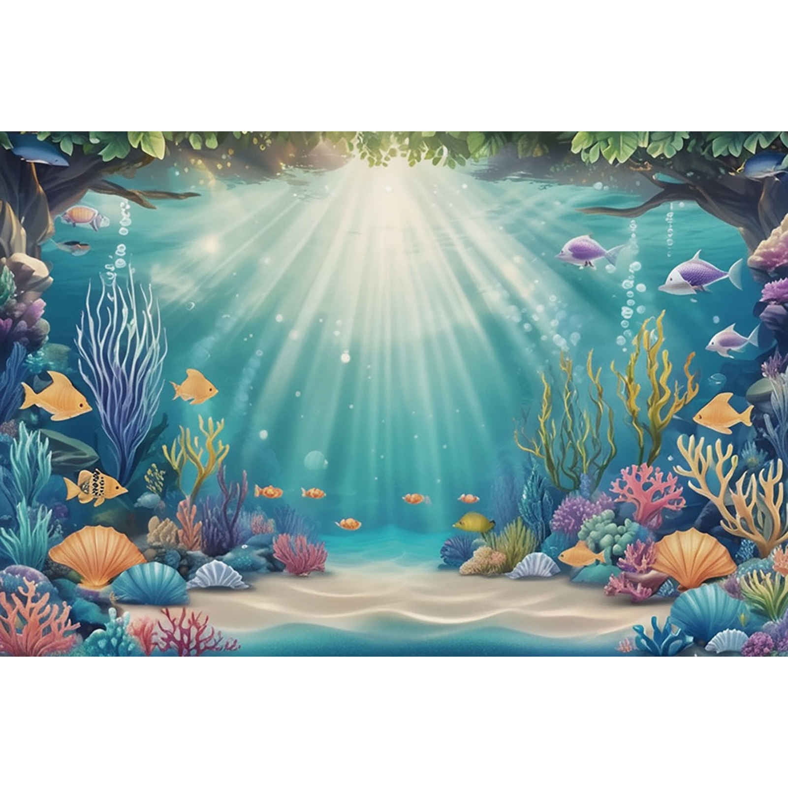 Mermaid Birthday Backdrop for Photography Baby Seabed Underwater Photoz ...