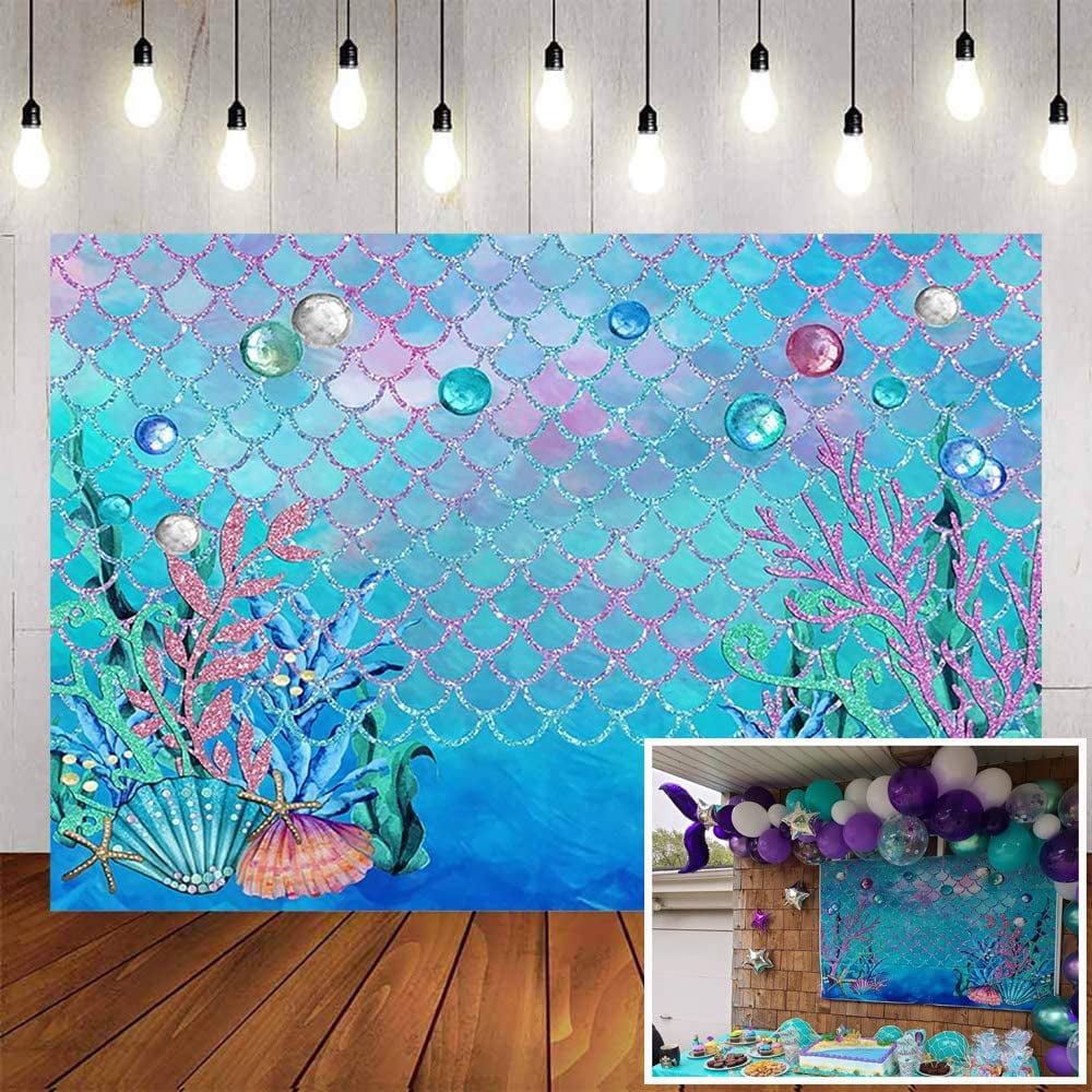 Mermaid Birthday Background Under The Sea Newborn Princess Backdrop for ...