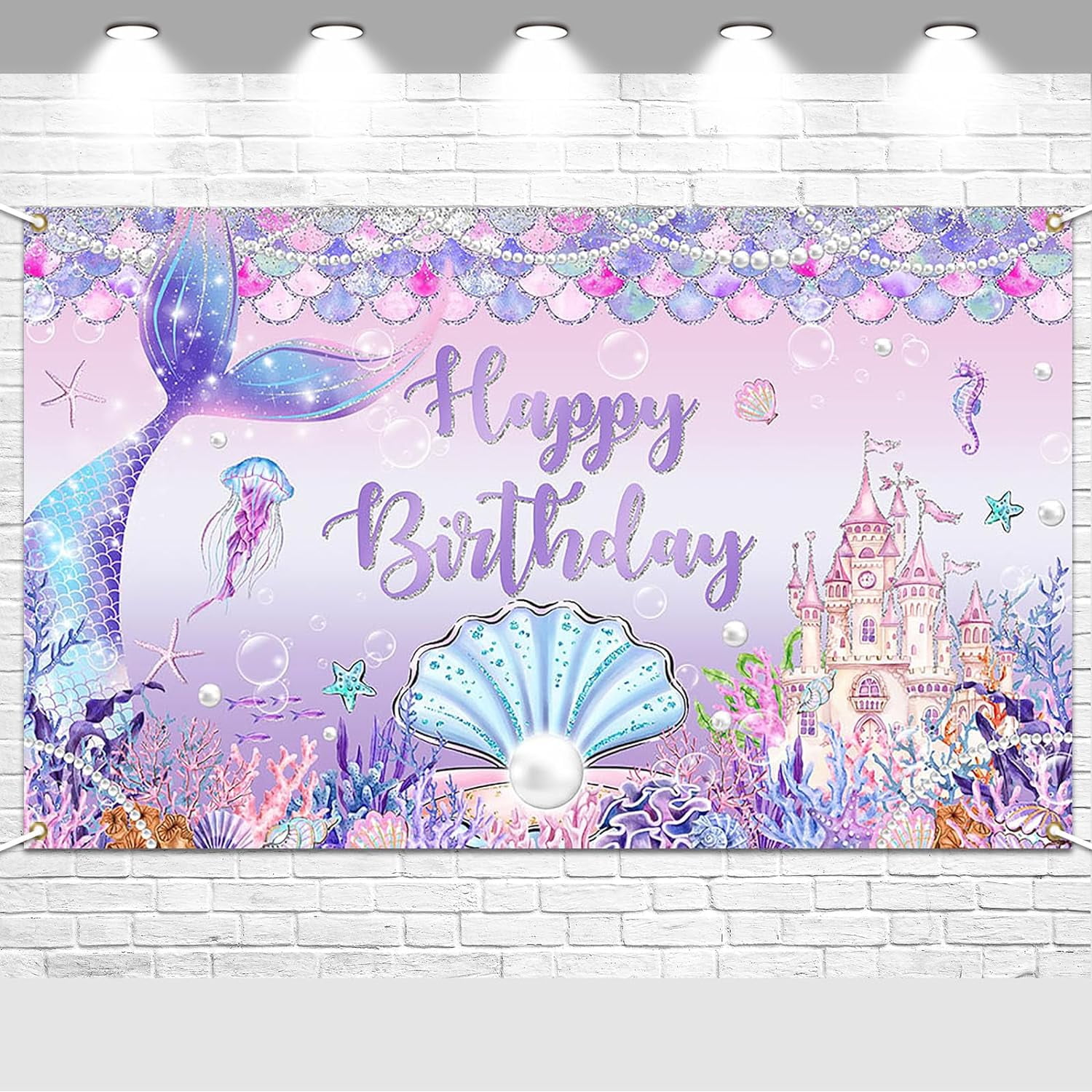 Mermaid Birthday Banner, Under The Sea Backdrop for Girls Birthday ...