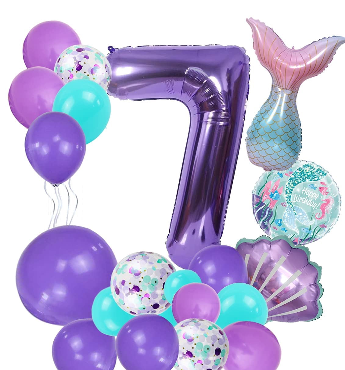 Mermaid Birthday Decoration-Mermaid 7th Balloon Garland Kit Include ...