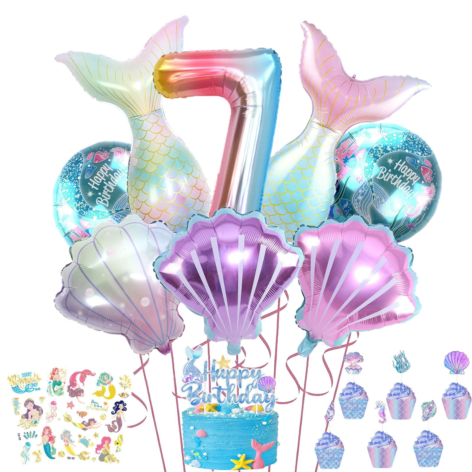 Mermaid Birthday Decoration,Mermaid Balloons Kit Sea Balloon ...