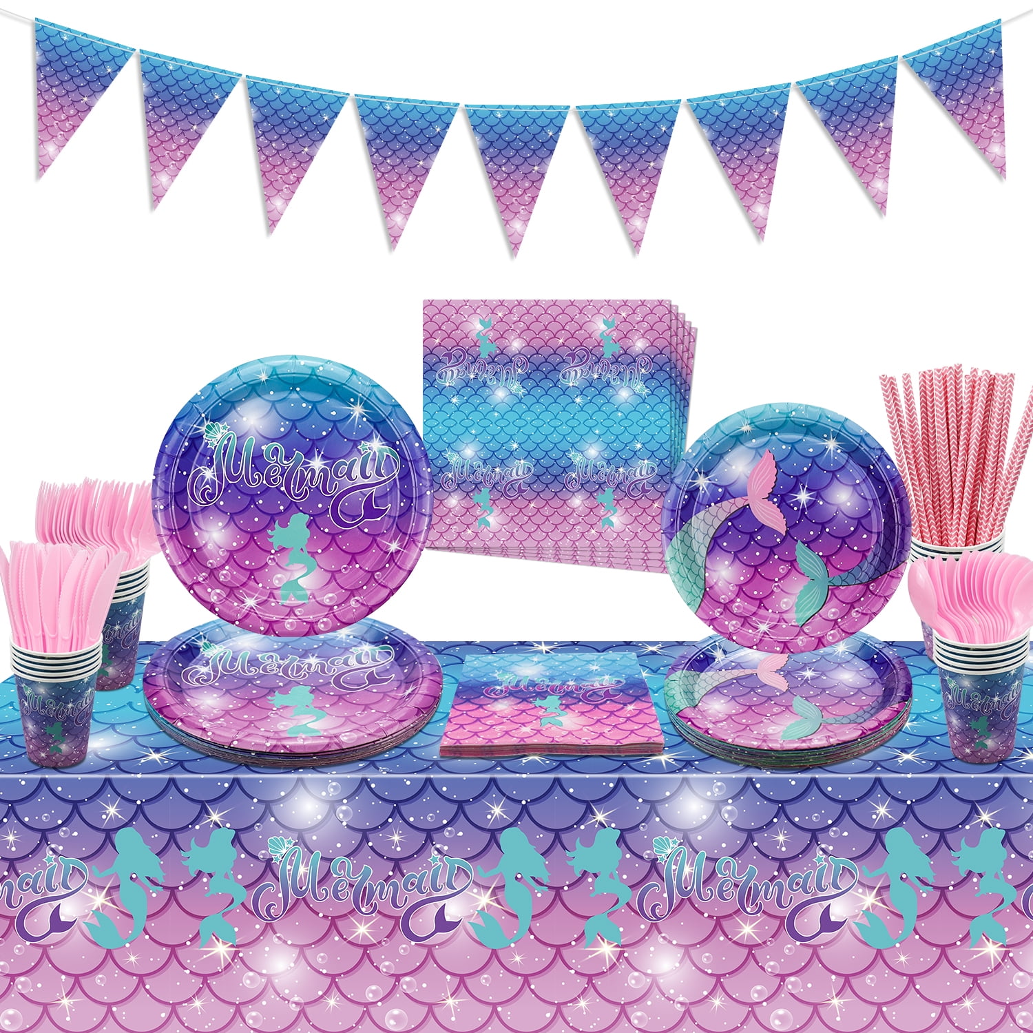 Mermaid Birthday Decorations - 162PCS Mermaid Decor Including Mermaid ...