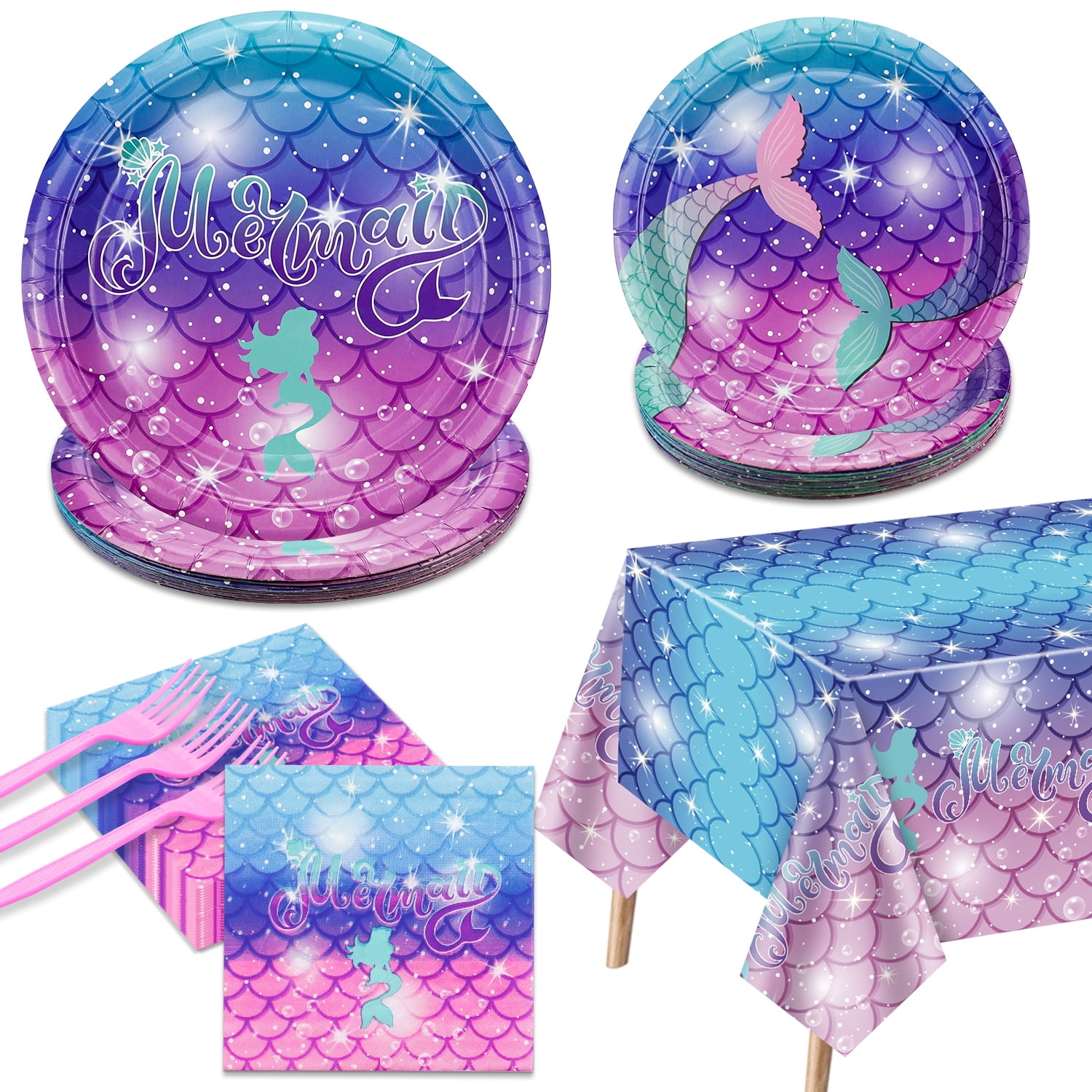 Mermaid Birthday Decorations - 81Pcs Mermaid Party Supplies Including ...