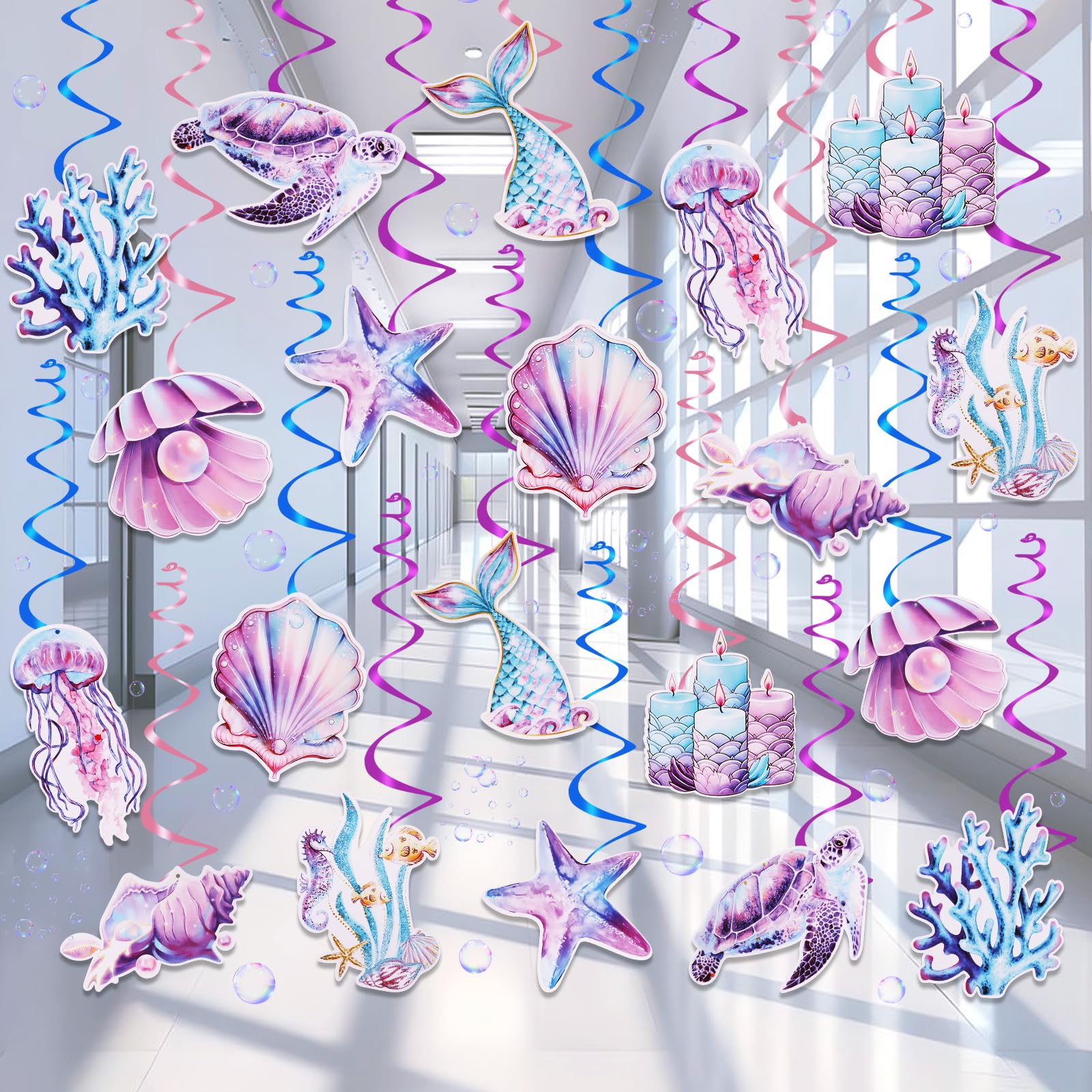 Mermaid Birthday Decorations,TRDN Kaluofan 40Pcs Ocean Mermaid Decor ...