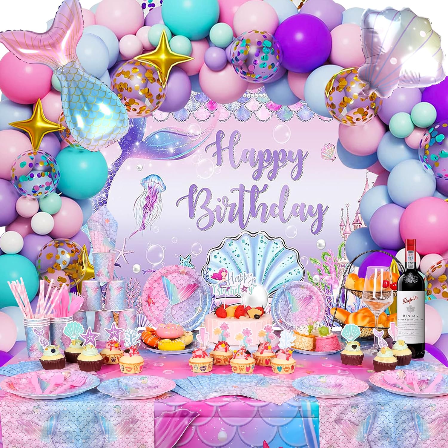 Mermaid Birthday Party Decorations , Mermaid Party Supplies for Girls ...