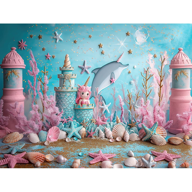 Mermaid Blue Marine Wall Sailboat Photography Backdrops Birthday Party ...