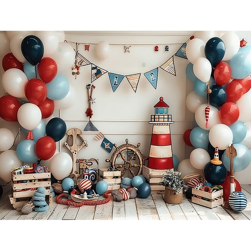 Mermaid Blue Marine Wall Sailboat Photography Backdrops Birthday Party ...