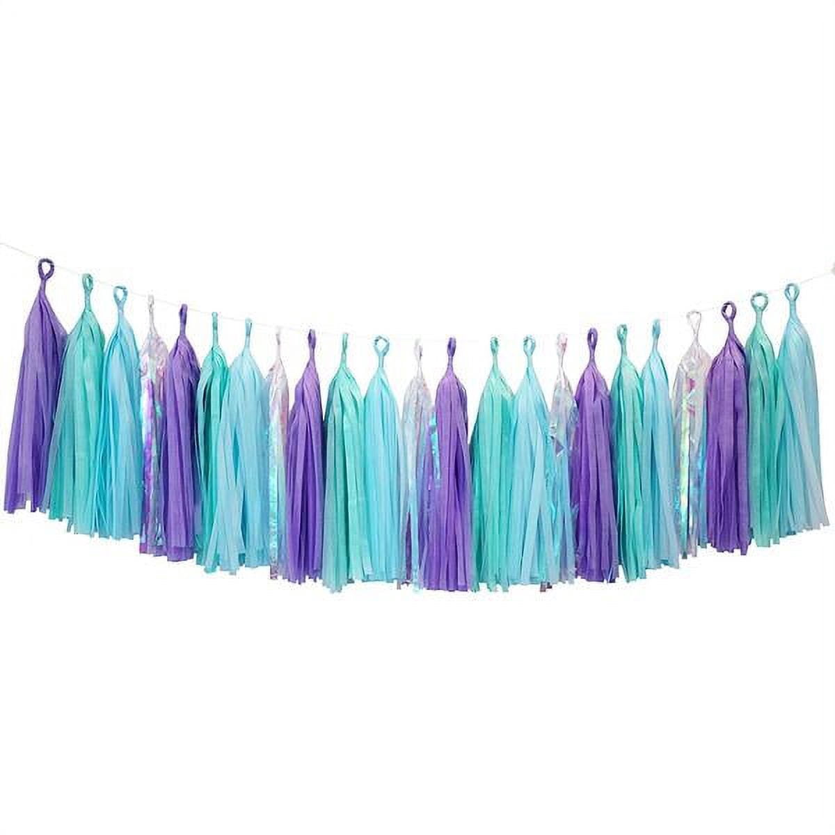 Mermaid Blue Purple Clear Rainbow Cello Tassel Garland Banner Party ...