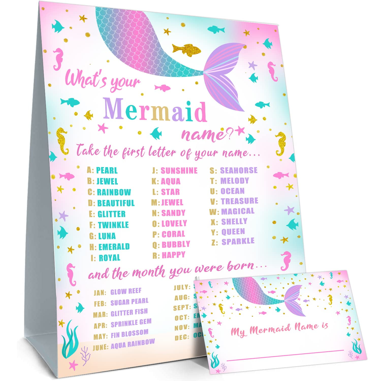 What's Your Mermaid CORNET Name Game, Mermaid Birthday Party Sign for ...