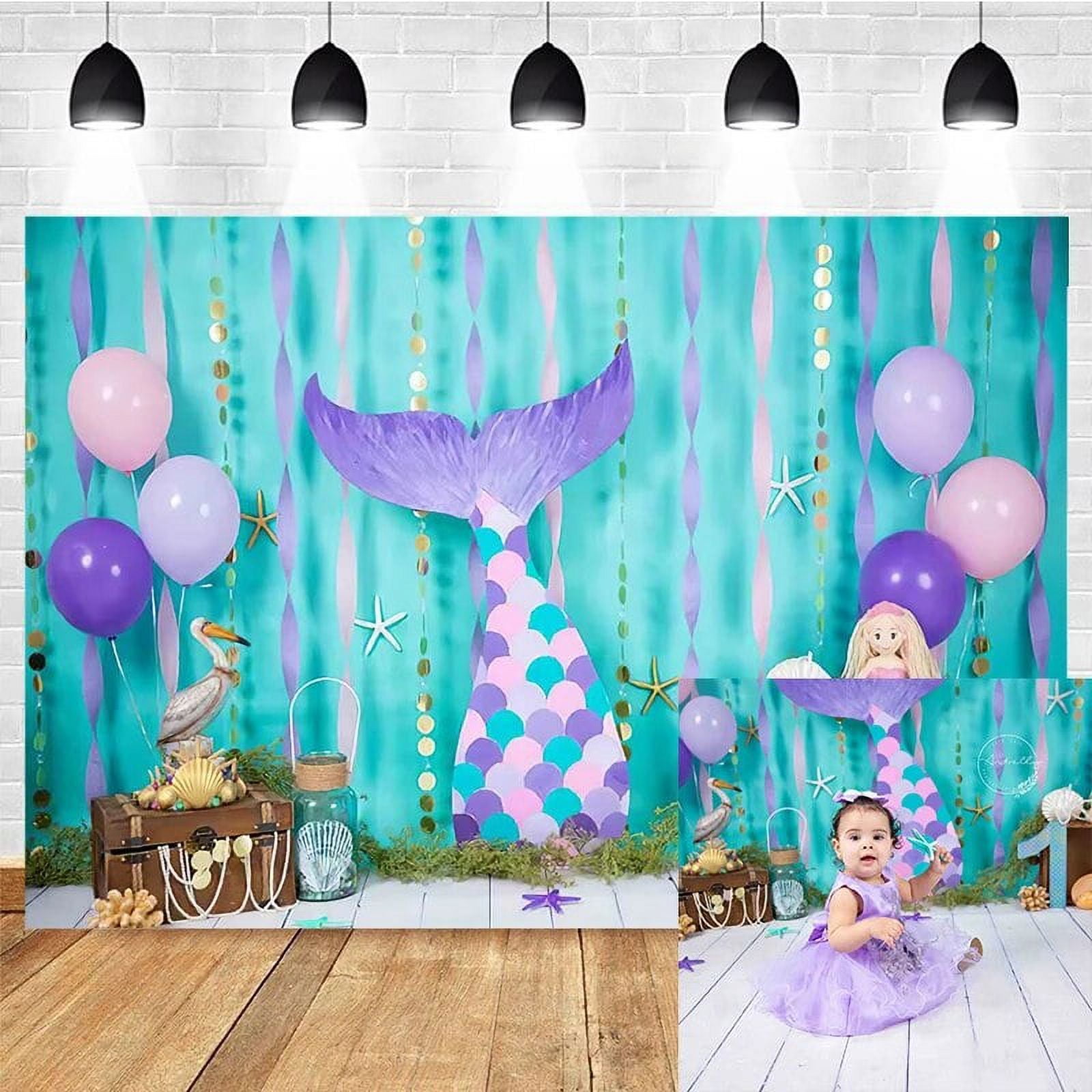 Mermaid Cake Smash Backdrop Photography Purple Fish Tail Under The Sea ...