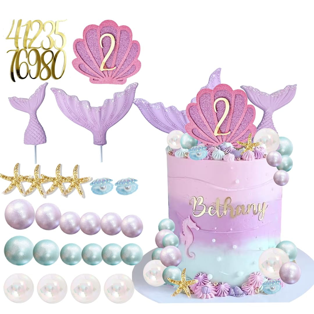Mermaid Cake Topper Personalized Seashells Cake RST1 Topper with ...