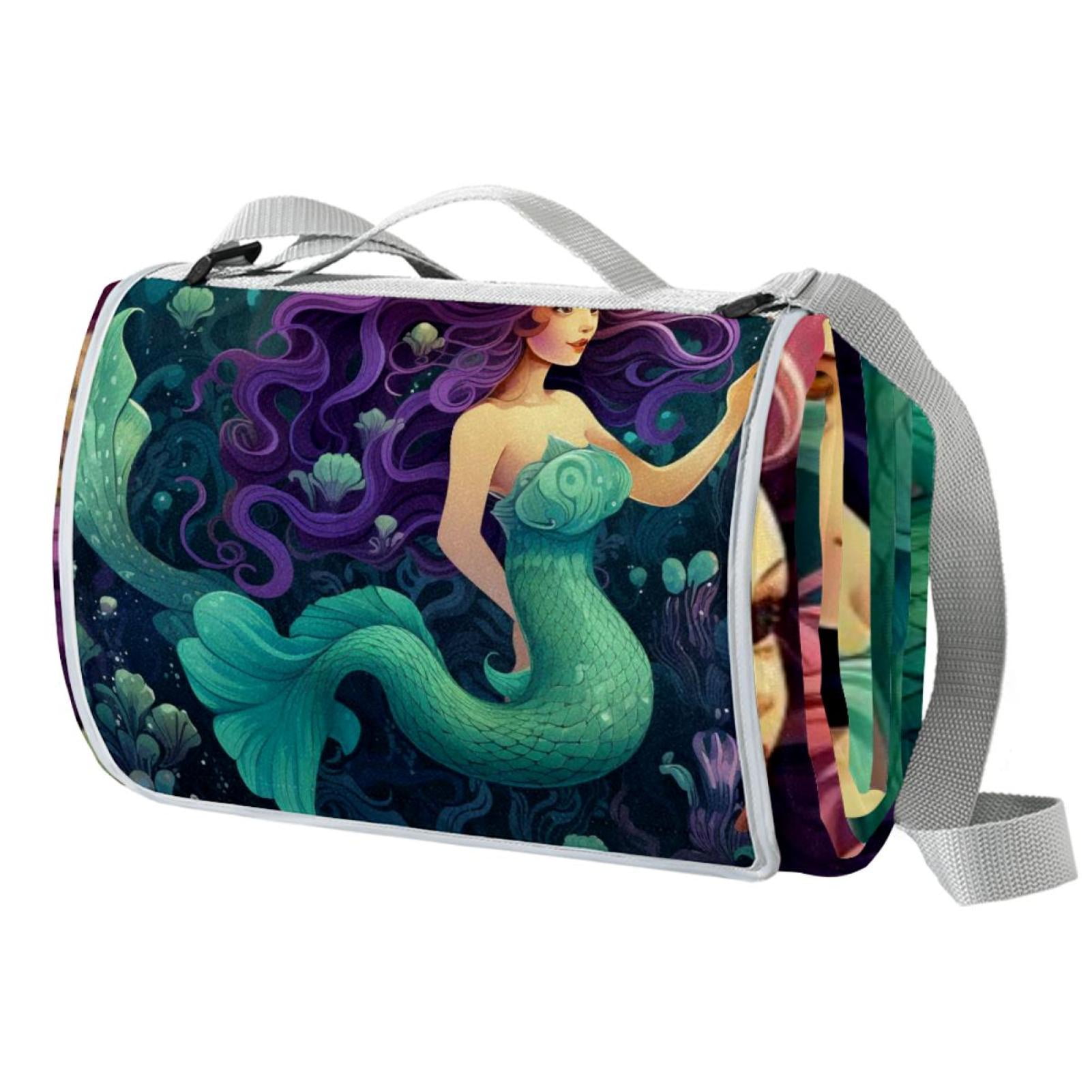 Mermaid Canvas Beach Blanket - Picnic Mat Outdoor Waterproof Sand Proof ...