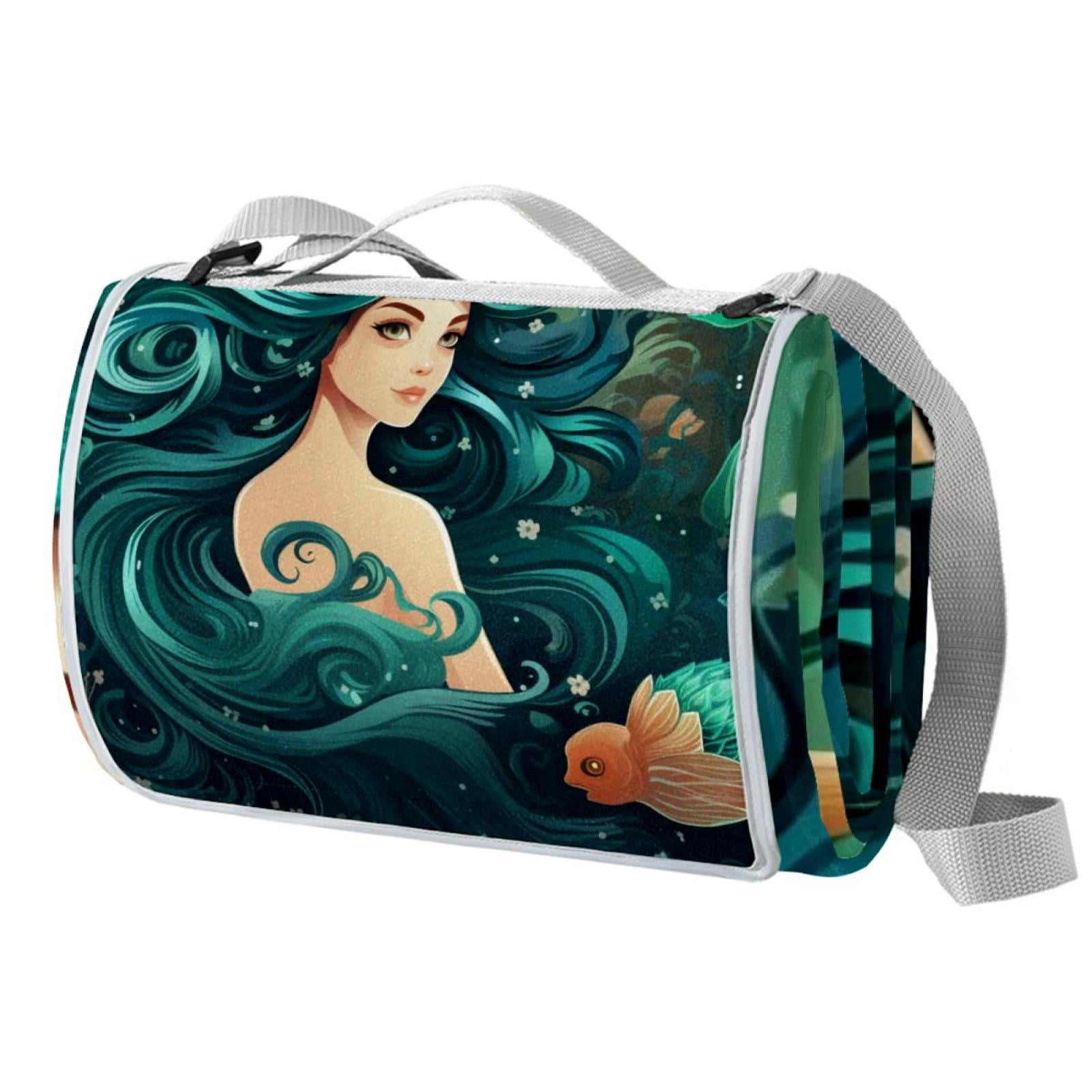 Mermaid Canvas Picnic Blanket Waterproof Foldable Extra Large Outdoor ...