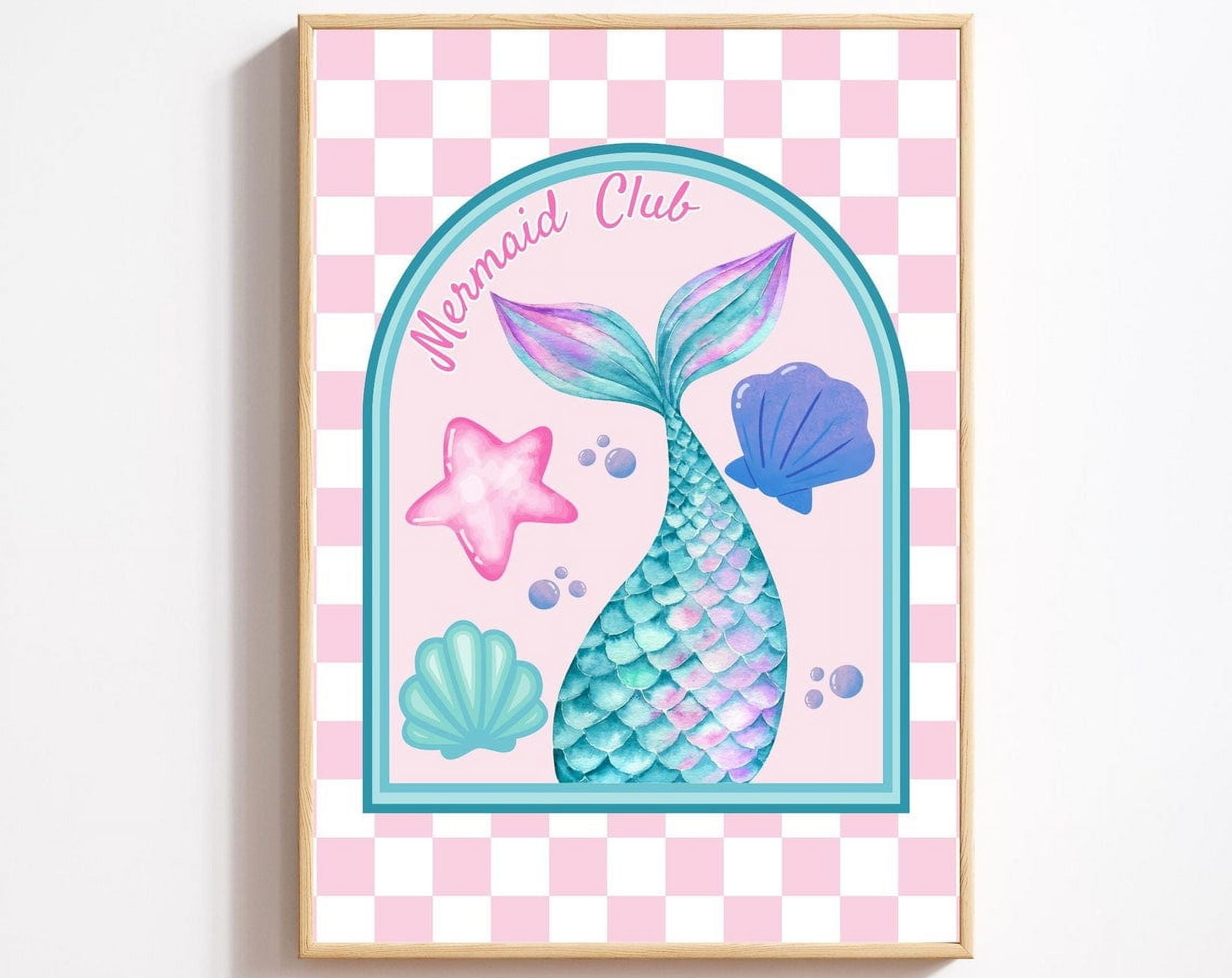 Mermaid Club Digital Wall Art Mermaid Tail Print Girls Bedroom Decor ...