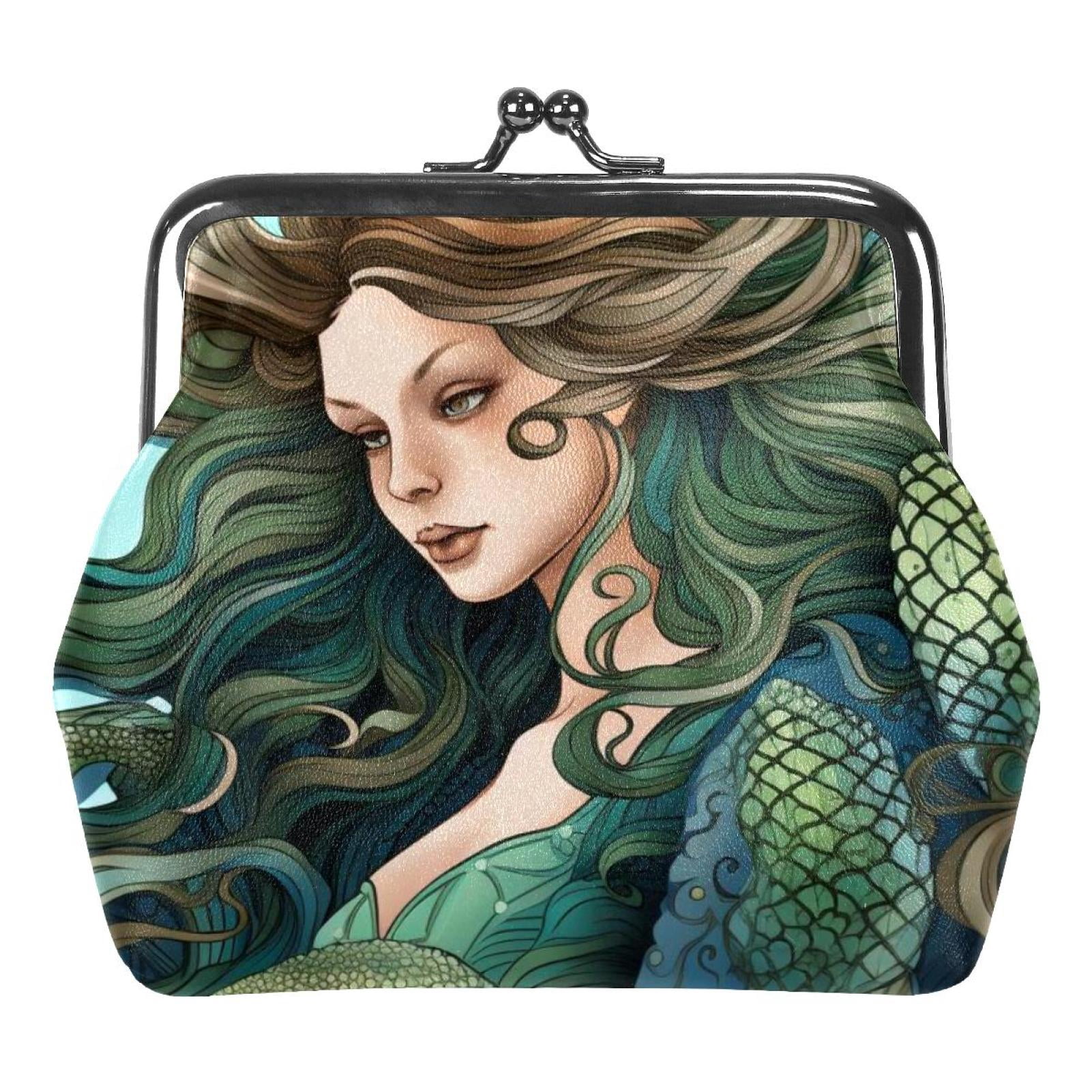 Mermaid Coin Purse Vintage Pouch Buckle Clutch Bag Kiss-Lock Change ...