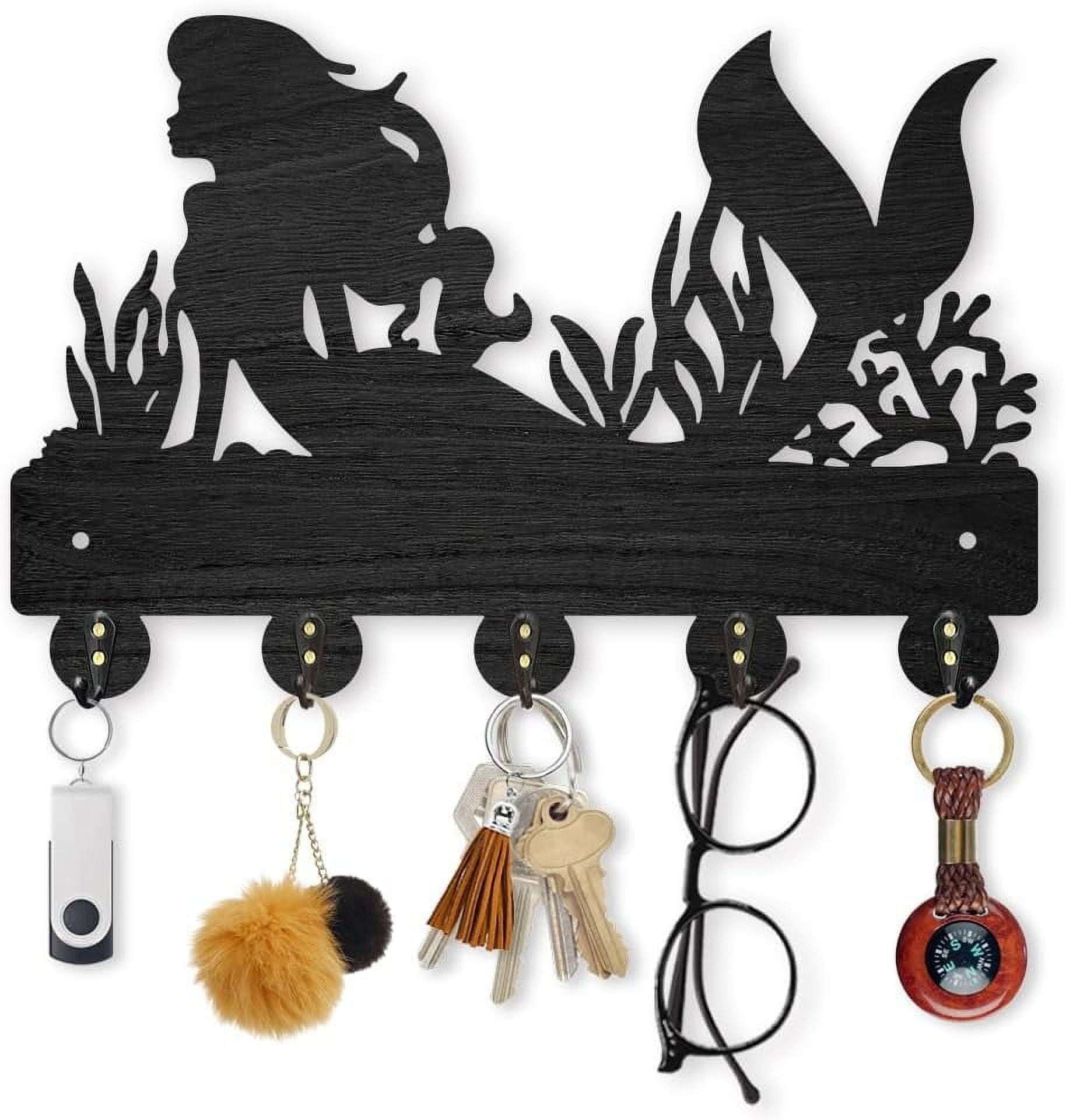 Mermaid Coral Coat Rack Wall Mounted Wood Summer Sea Ocean Creatures ...