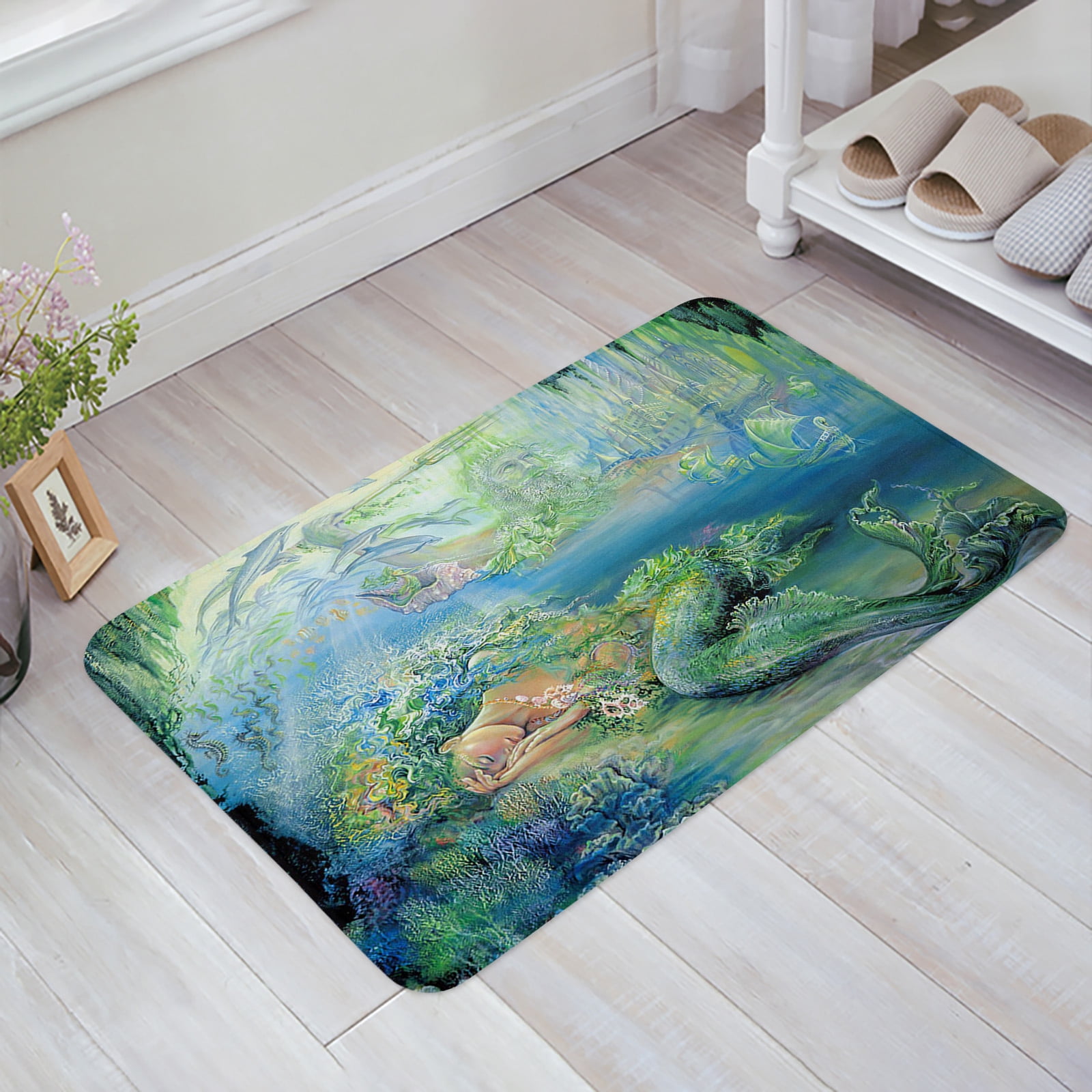 Mermaid Coral Conch Underwater World Bathroom Mat Corridor Carpet ...