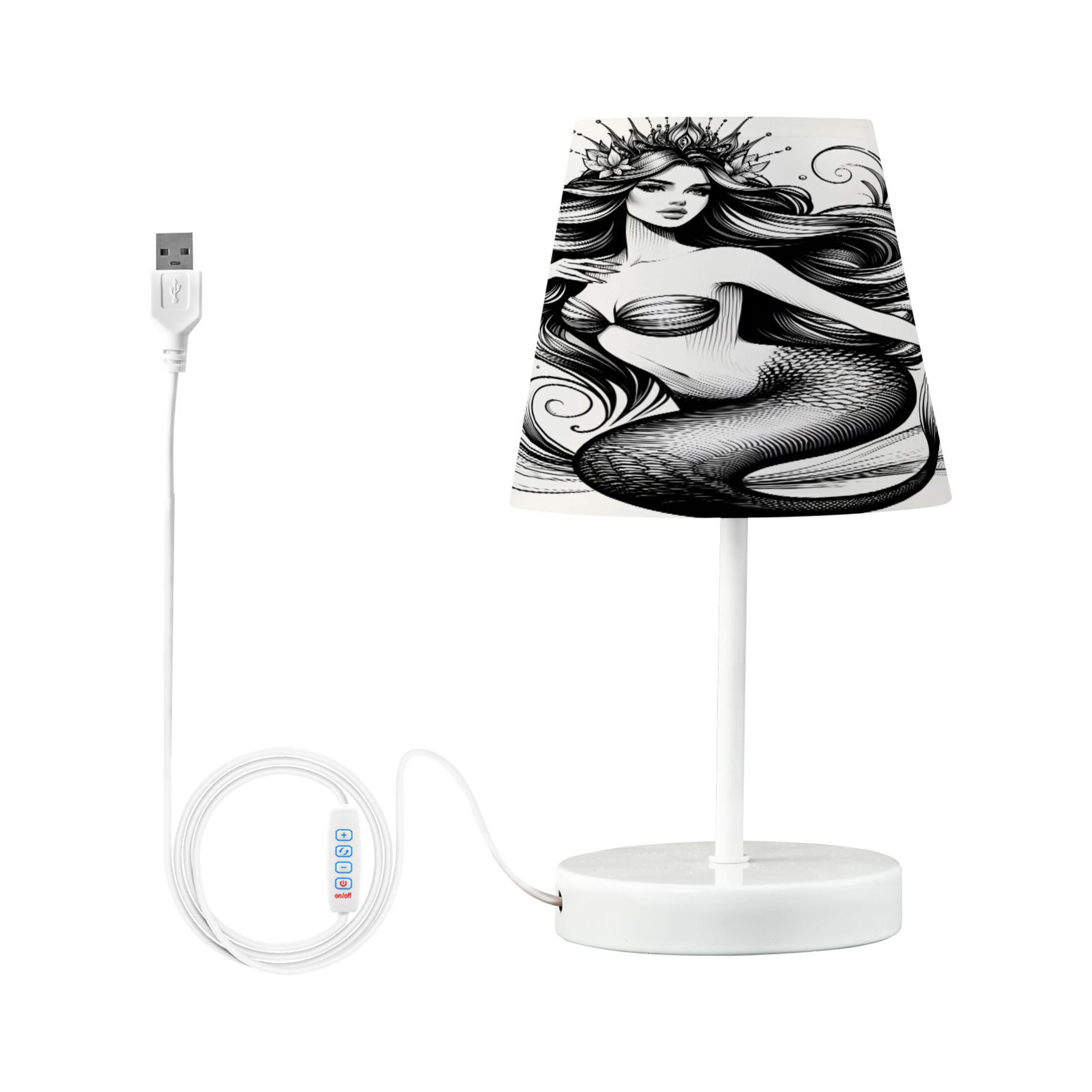 Mermaid Corona Desk Lamp LED Table Nightstand Lamps with 3 Color ...