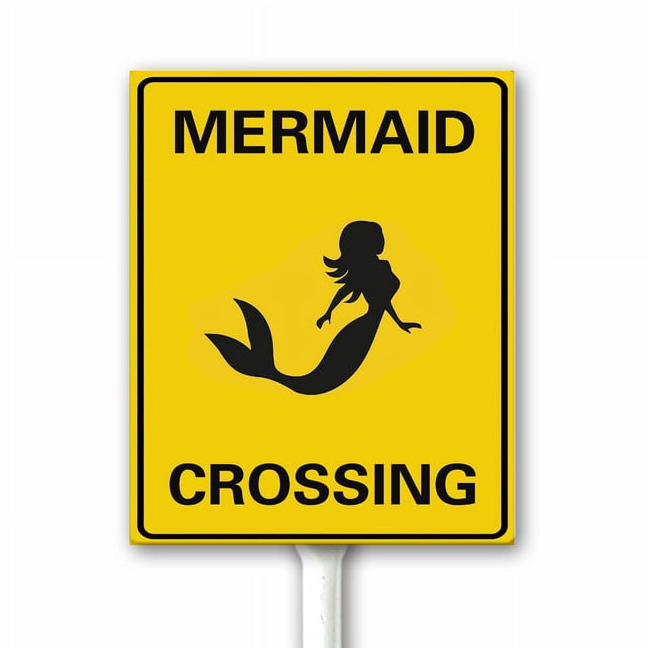 Mermaid Crossing 7 x 8.8 Inches Funny Yard Sign for Lawn Garden Sturdy ...