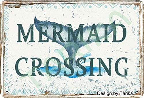 Mermaid Crossing Metal Tin Sign 8x12 Inch - Walmart.com