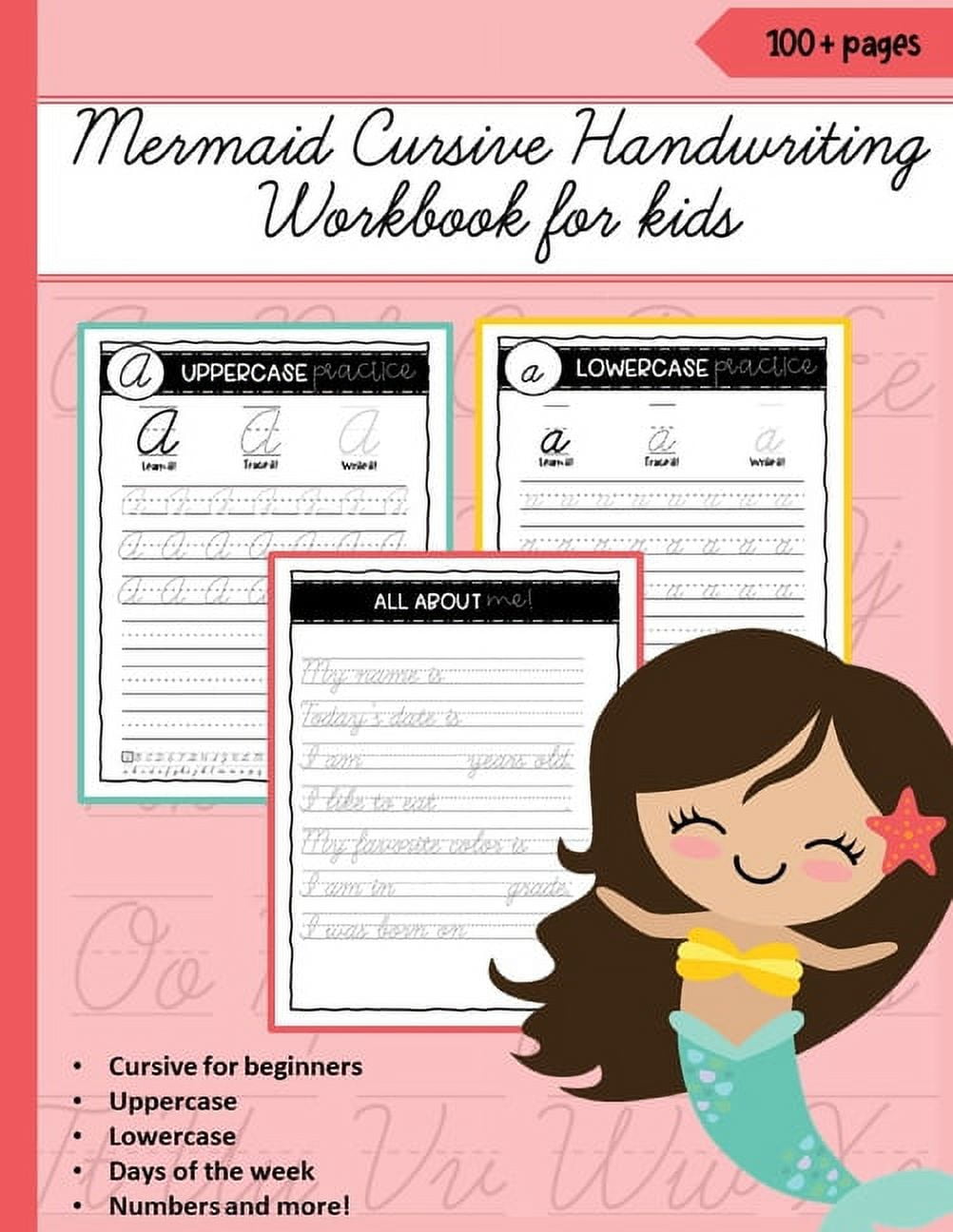 Mermaid Cursive Handwriting Workbook for kids for beginners Uppercase ...