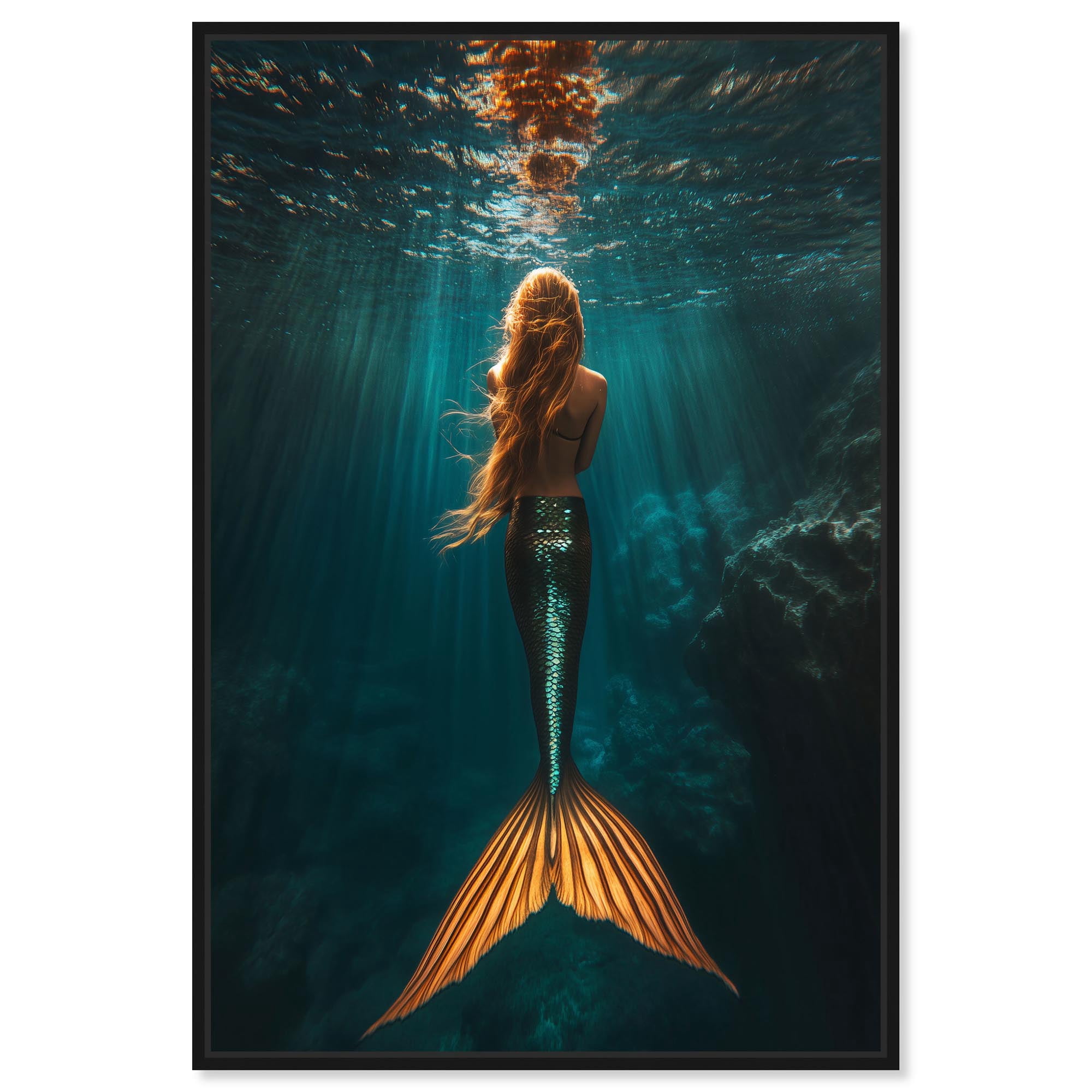 Mermaid Day Canvas Mermaid Photography by Art Remedy, Black Frame, 20 x ...