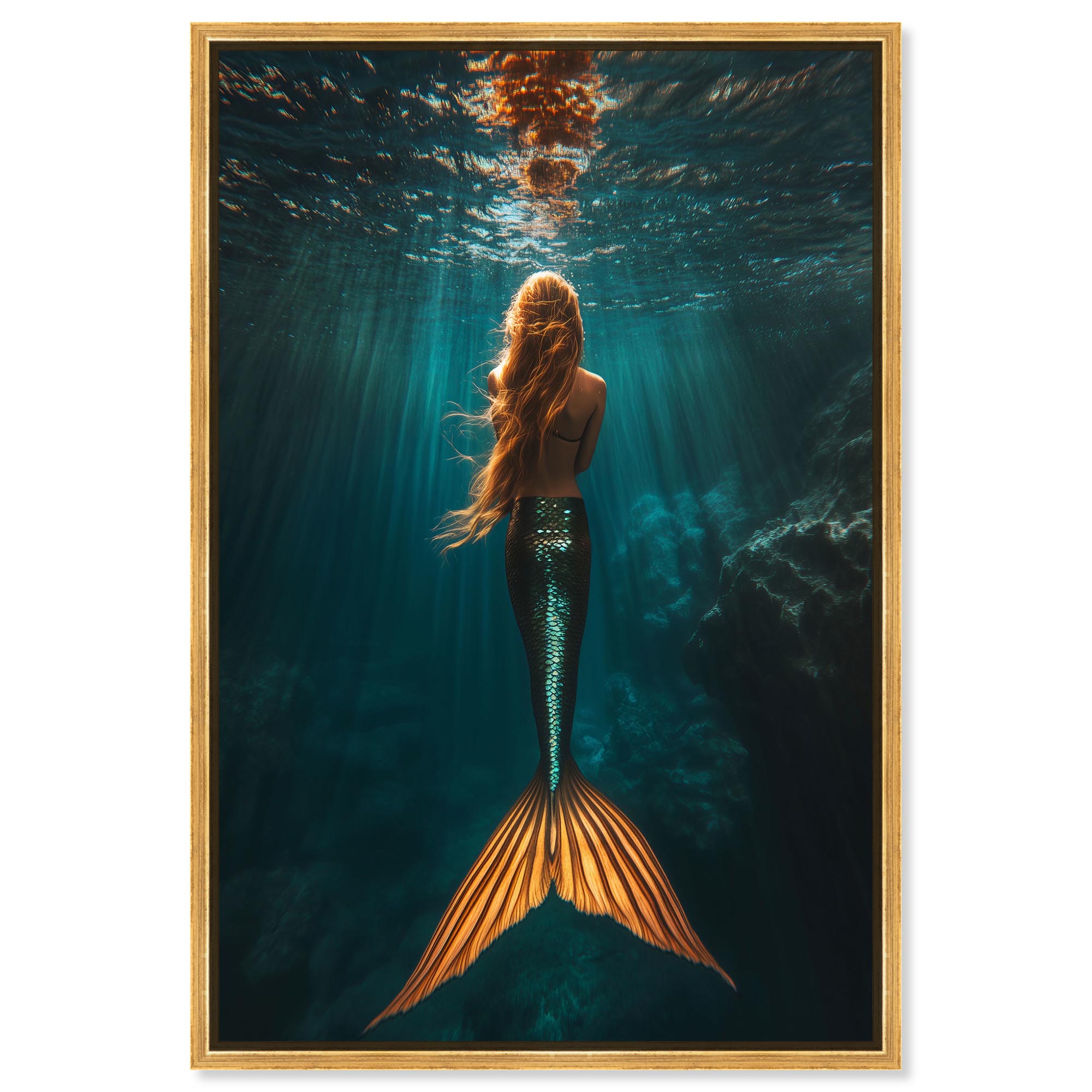 Mermaid Day Canvas Mermaid Photography by Art Remedy, Gold Frame, 10 x ...