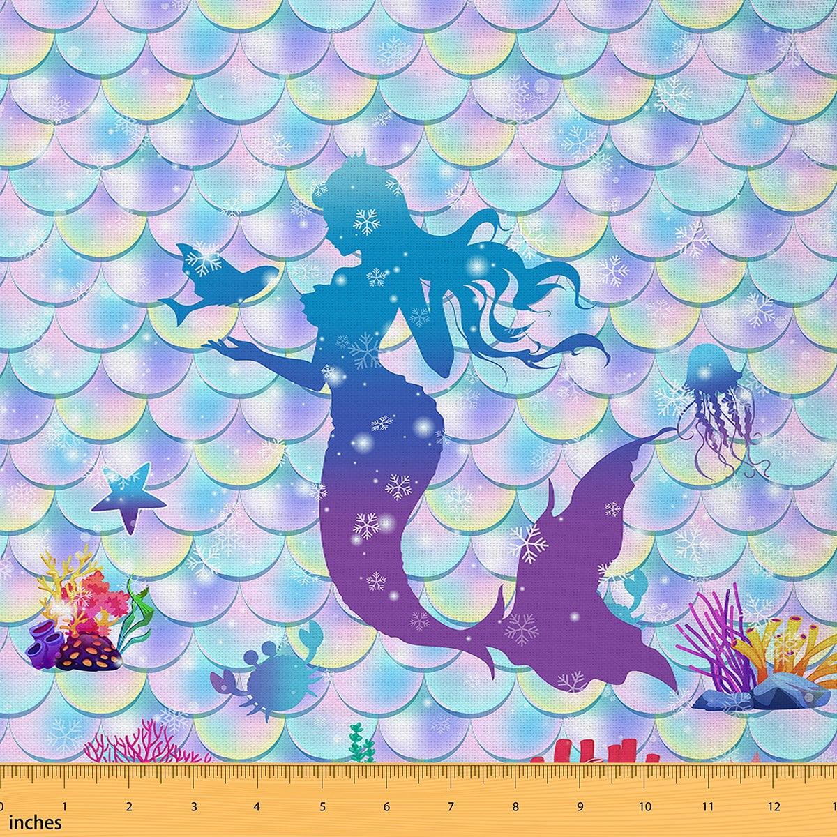 Mermaid Decorative Fabric by the Yard,Mermaid Scales Upholstery Fabric ...