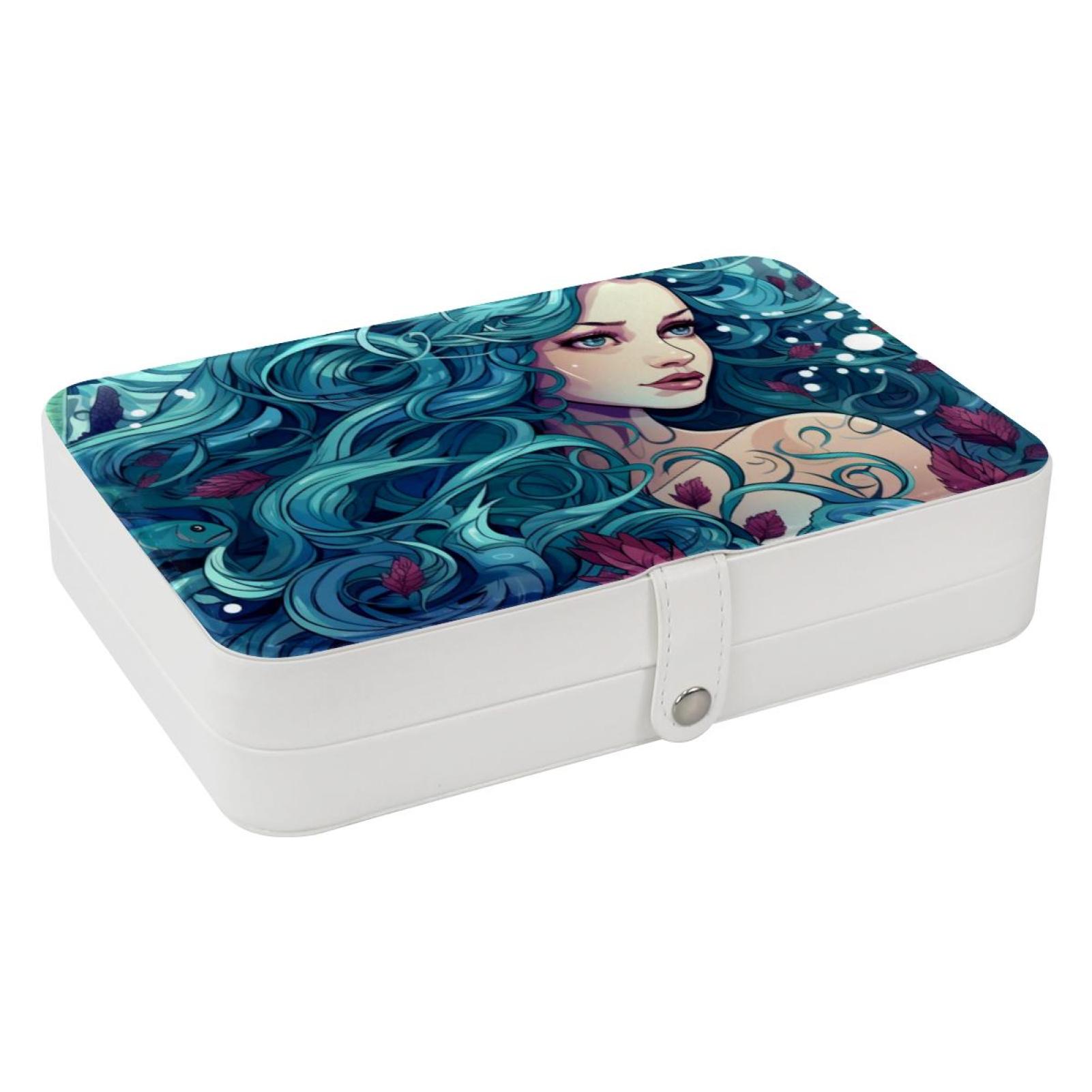 Mermaid Decorative PU Leather Jewelry Organizer Box with Removable ...