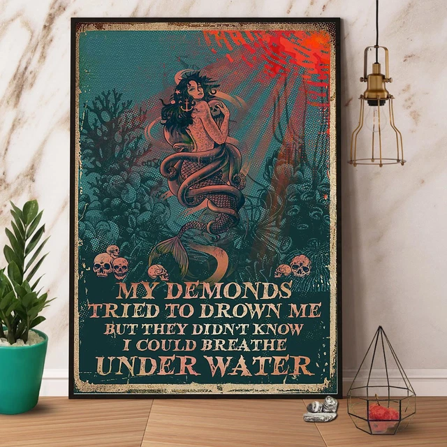 Mermaid My Demonds Tried To Drown Me Skull Ocean Lovers Mermaid Great ...