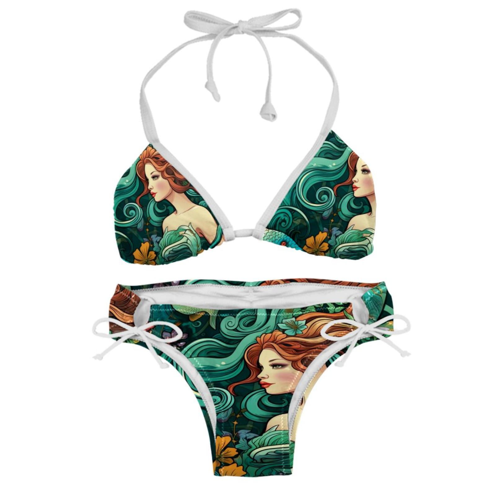 Mermaid Detachable Sponge Adjustable Strap Bikini Set Two-Pack Swimsuit ...