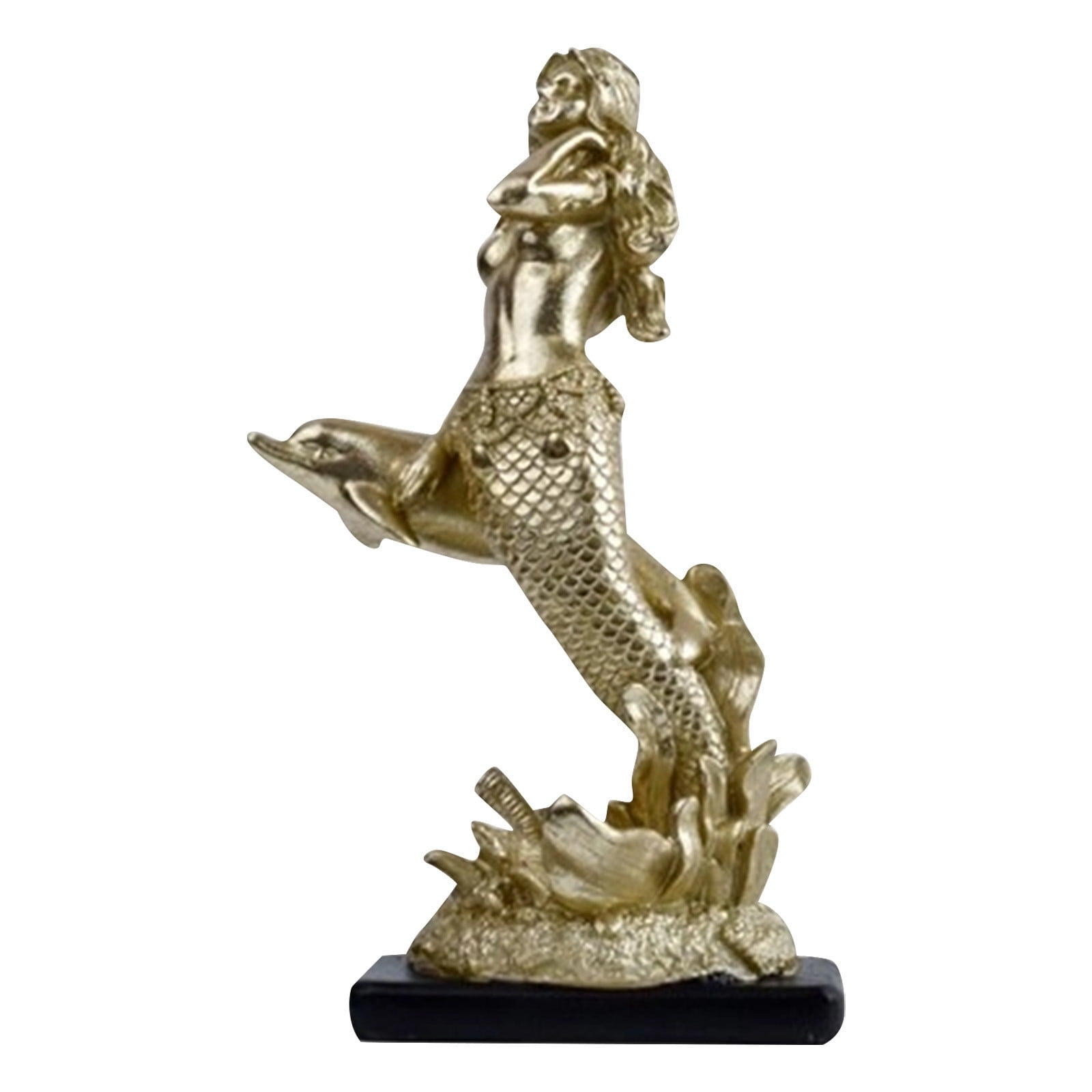 & Dolphin Statue - 9.8" Cold Cast Resin Bronze Finish, Ocean Waves ...