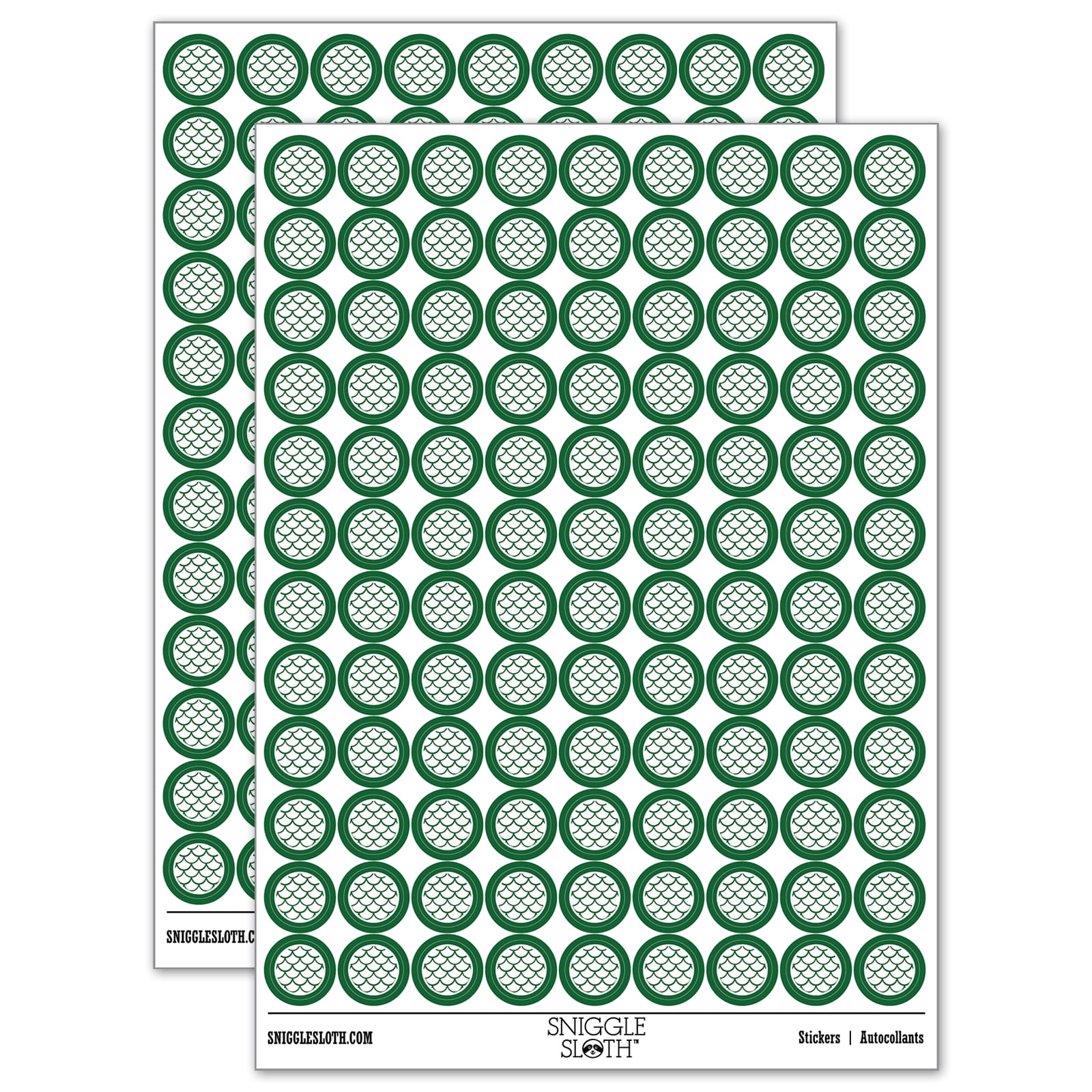 Mermaid Dragon Fish Scales Circle 200+ Round Stickers - Dark Green ...