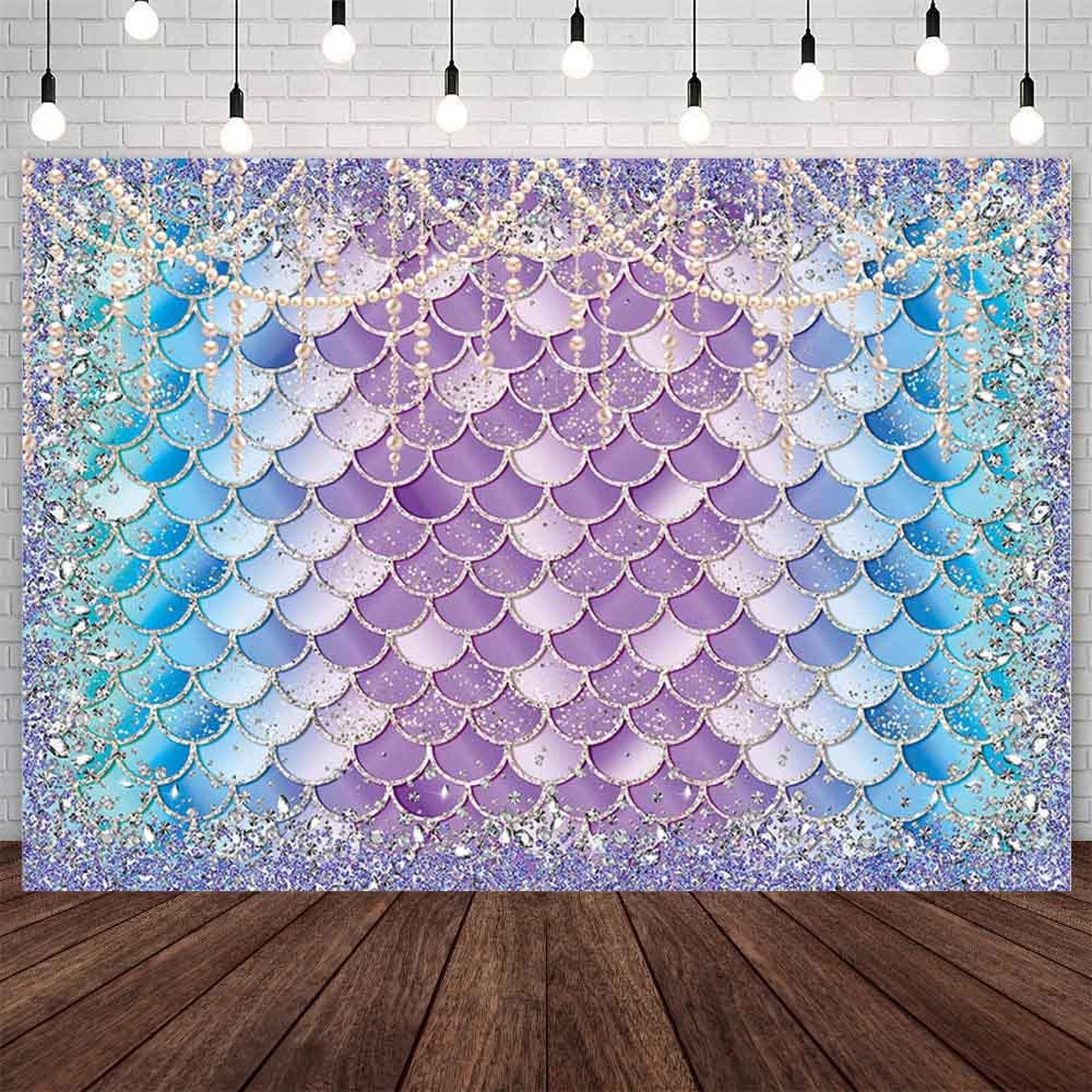 Mermaid Dreams Backdrop: Enchanting 8x6ft Glitter Scales and Pearls for ...