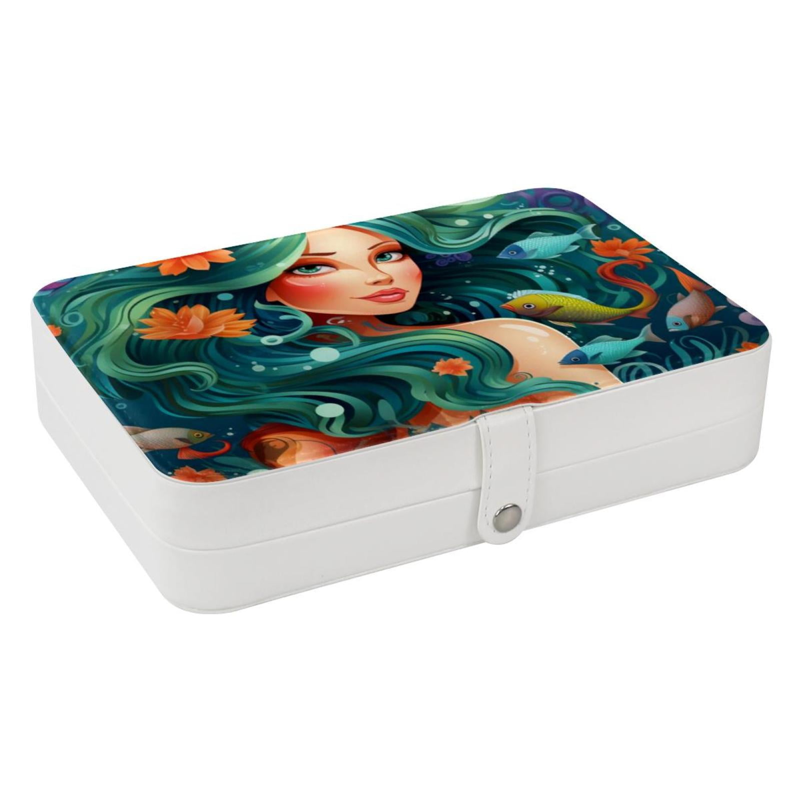 Mermaid Earring Organizer Jewelry Box with Removable Compartment and ...