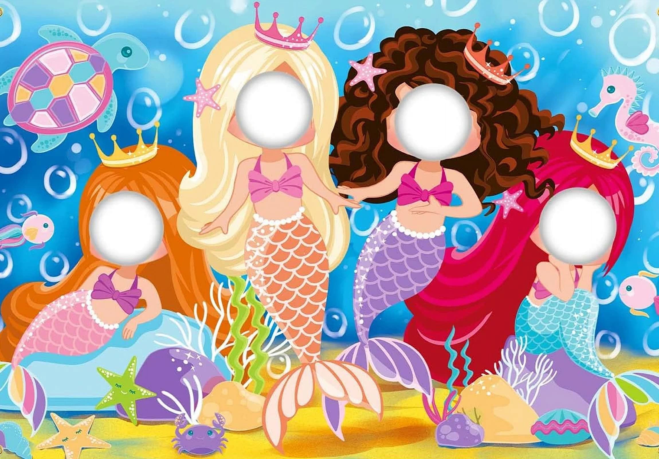 Mermaid Face In Hole Party Selfie Birthday Photography Background ...