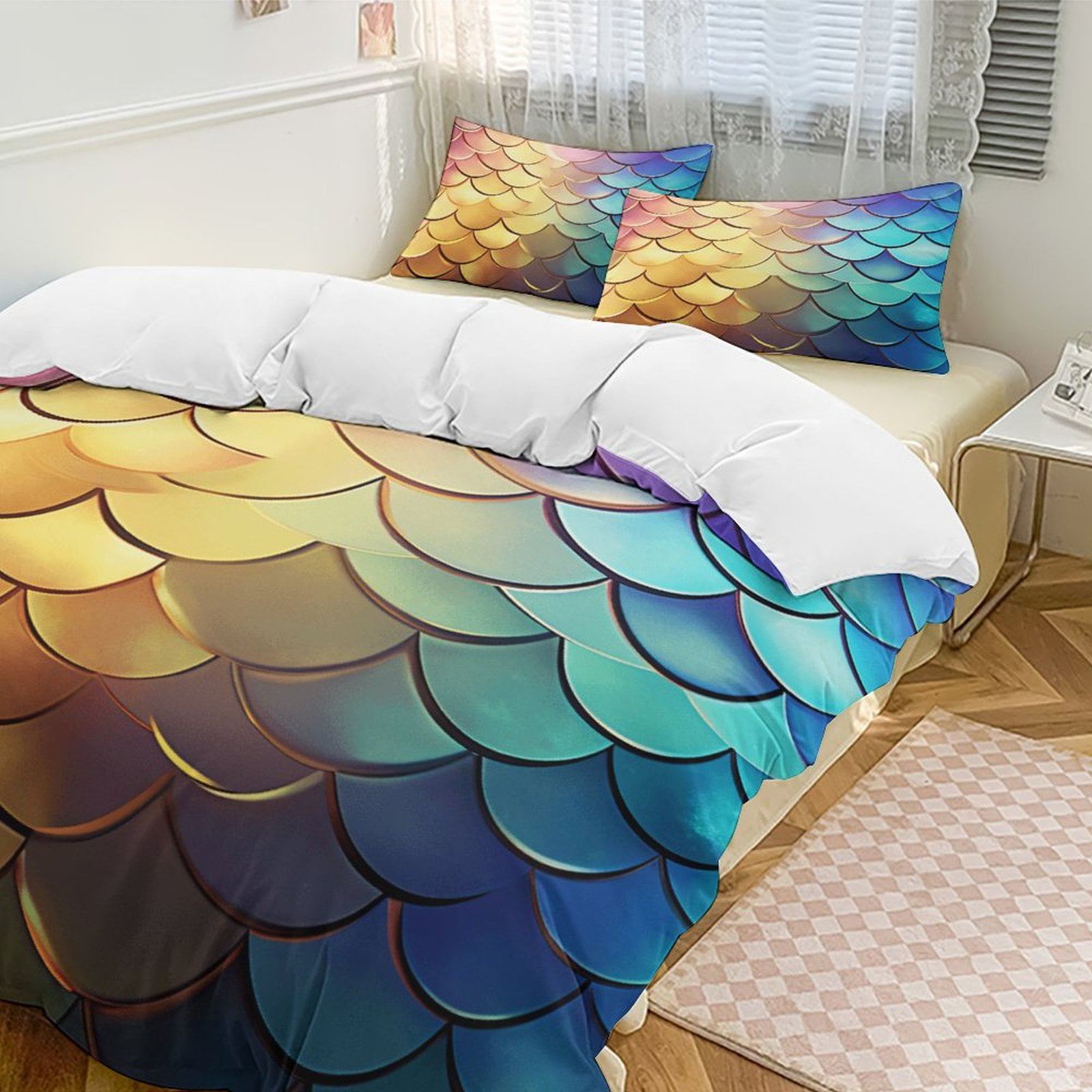 Mermaid Fish Scales 3D Duvet Cover Set Quilt Cover Theme of Kid Boy ...